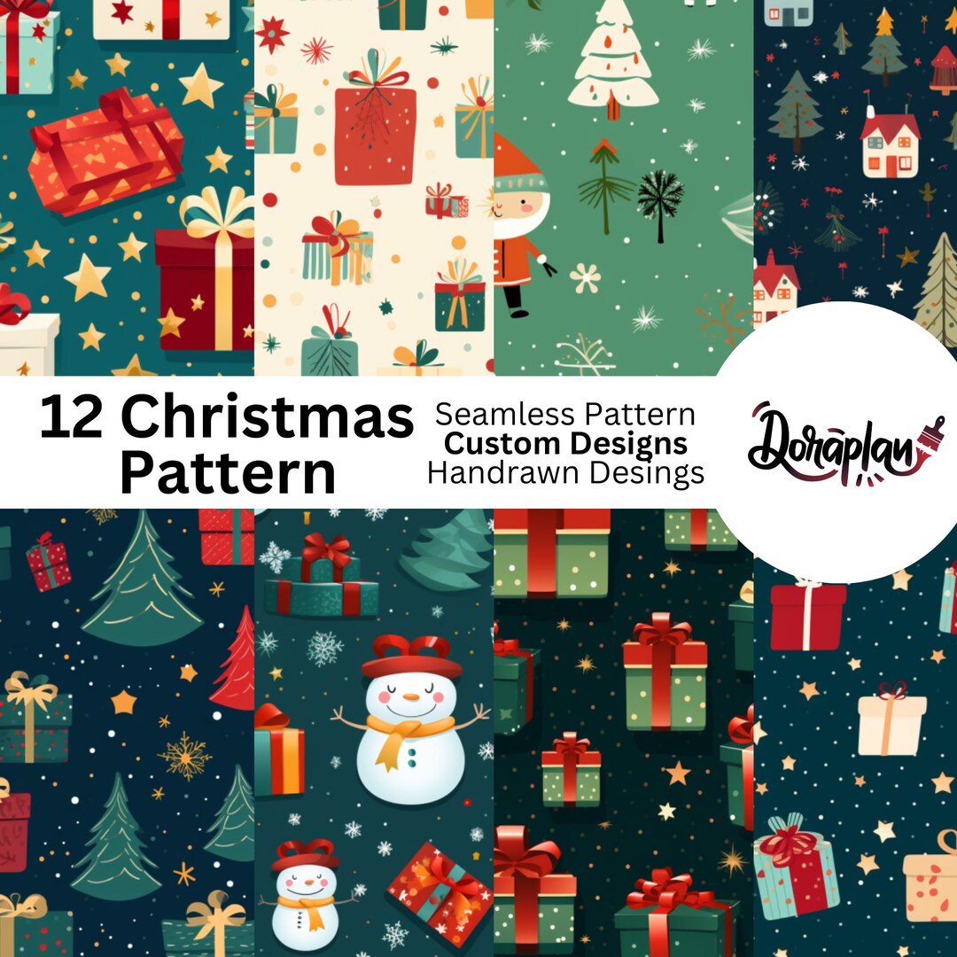 Christmas Wrapping Paper Seamless Patterns Digital - Etsy