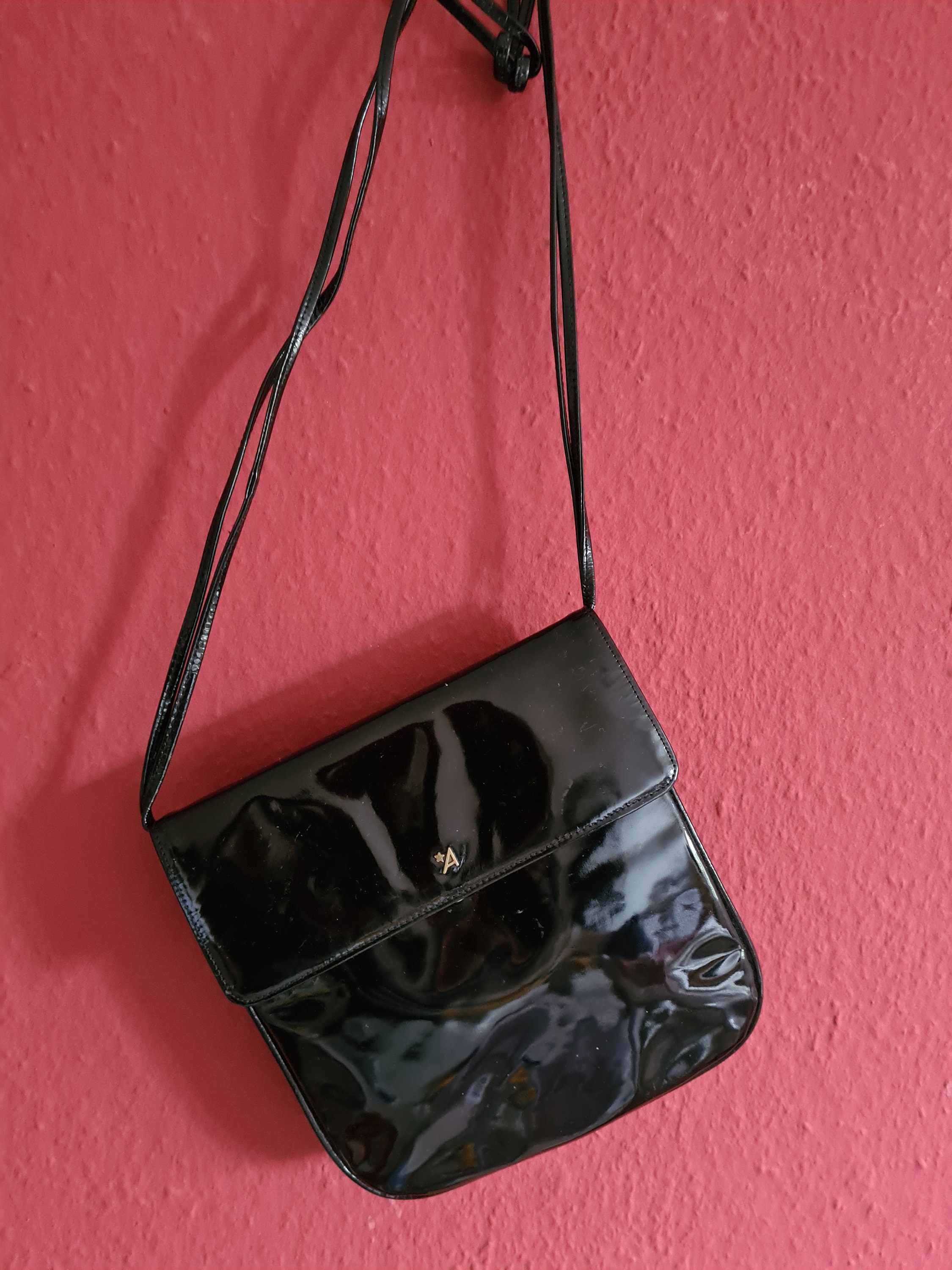 Assima 80s Patent Leather Crossover Shoulder Bag - Etsy UK