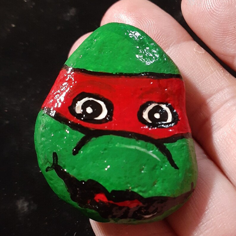 Ninja Turtle Rock Art TMNT Raphael Hand Painted With Acrylic & Sealed ...