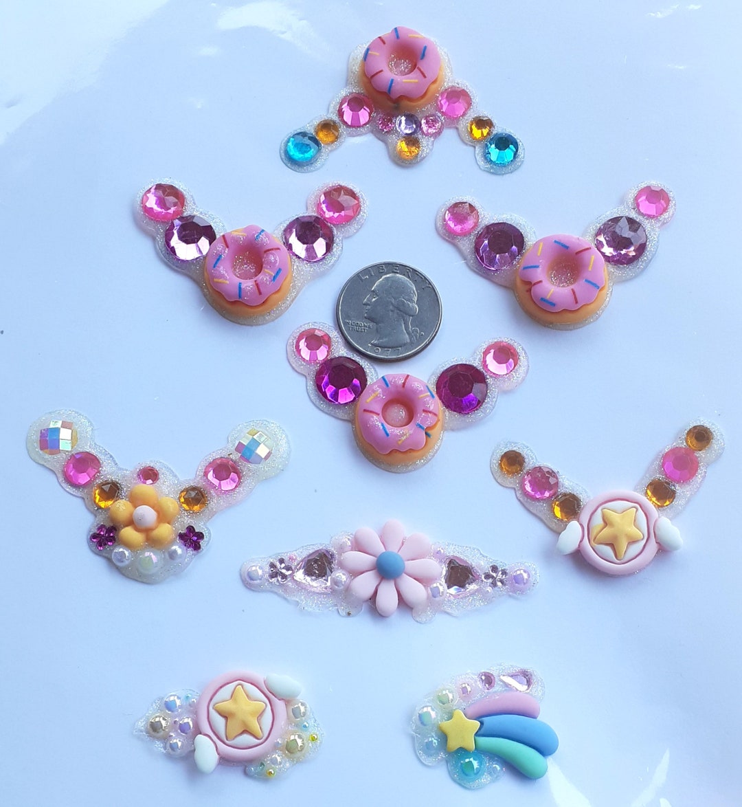 9 Face Painting Bling Clusters Donuts Star 3D Festival Stickers Party ...