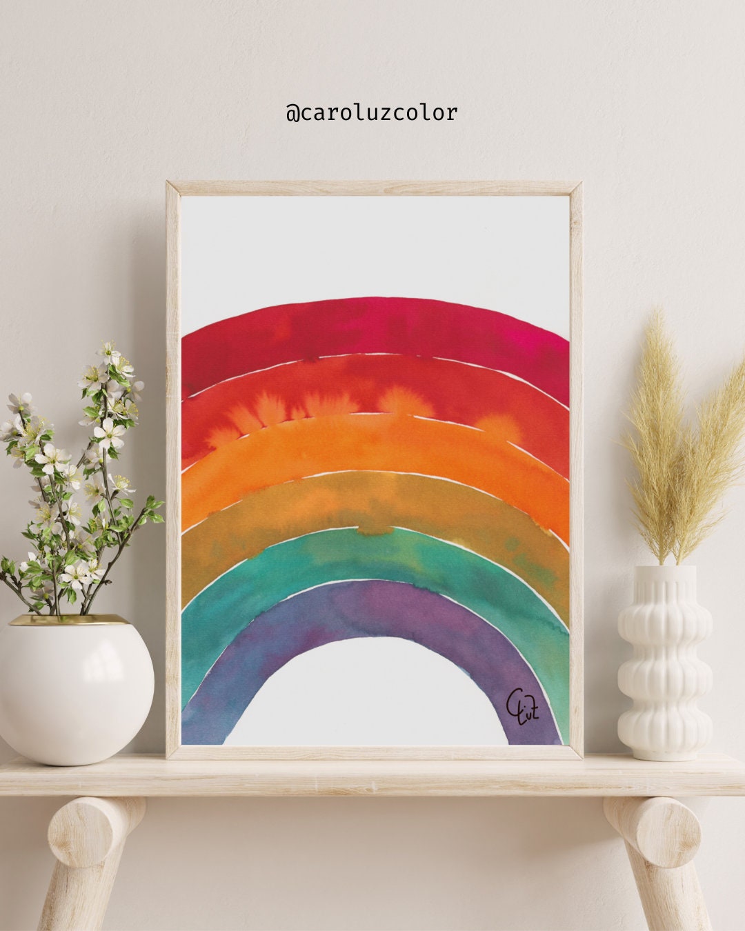 Printable Rainbow Painting, Watercolor Painting, Digital Print, Rainbow ...