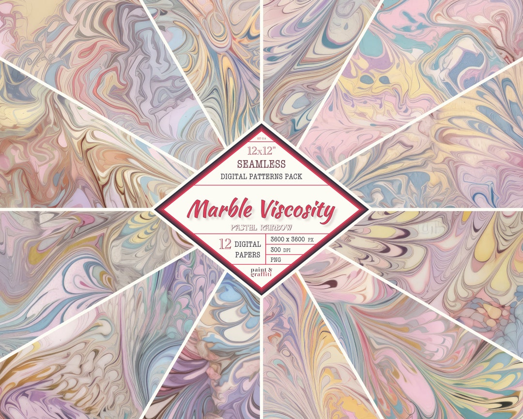 Marble Pastel Rainbow | 12 Seamless Marble Digital Papers | Marble ...