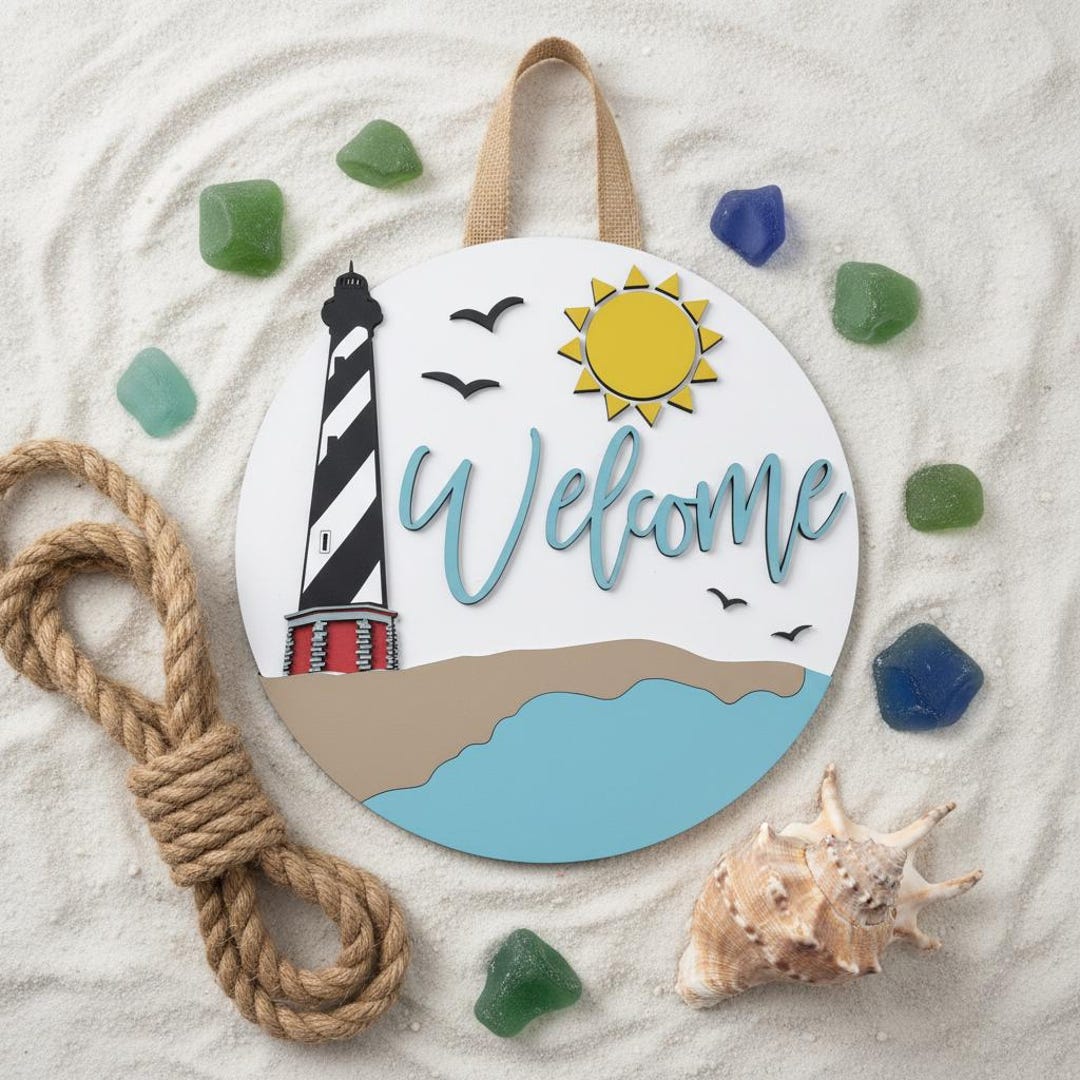 3D Lighthouse Welcome Sign – Nautical Beach House Decor - Etsy
