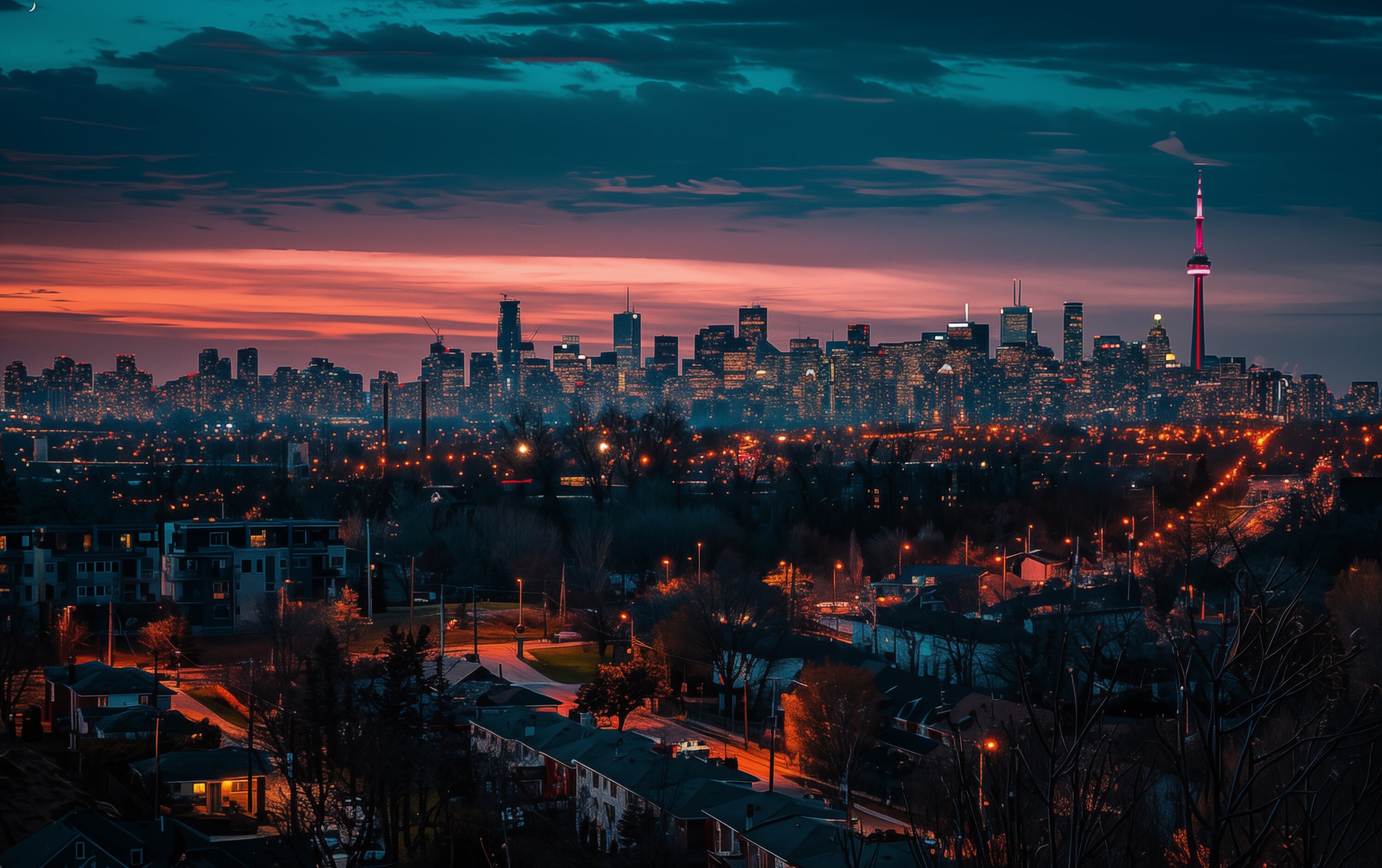 Dusk Cityscape Digital Art Urban Skyline at Twilight Download ...