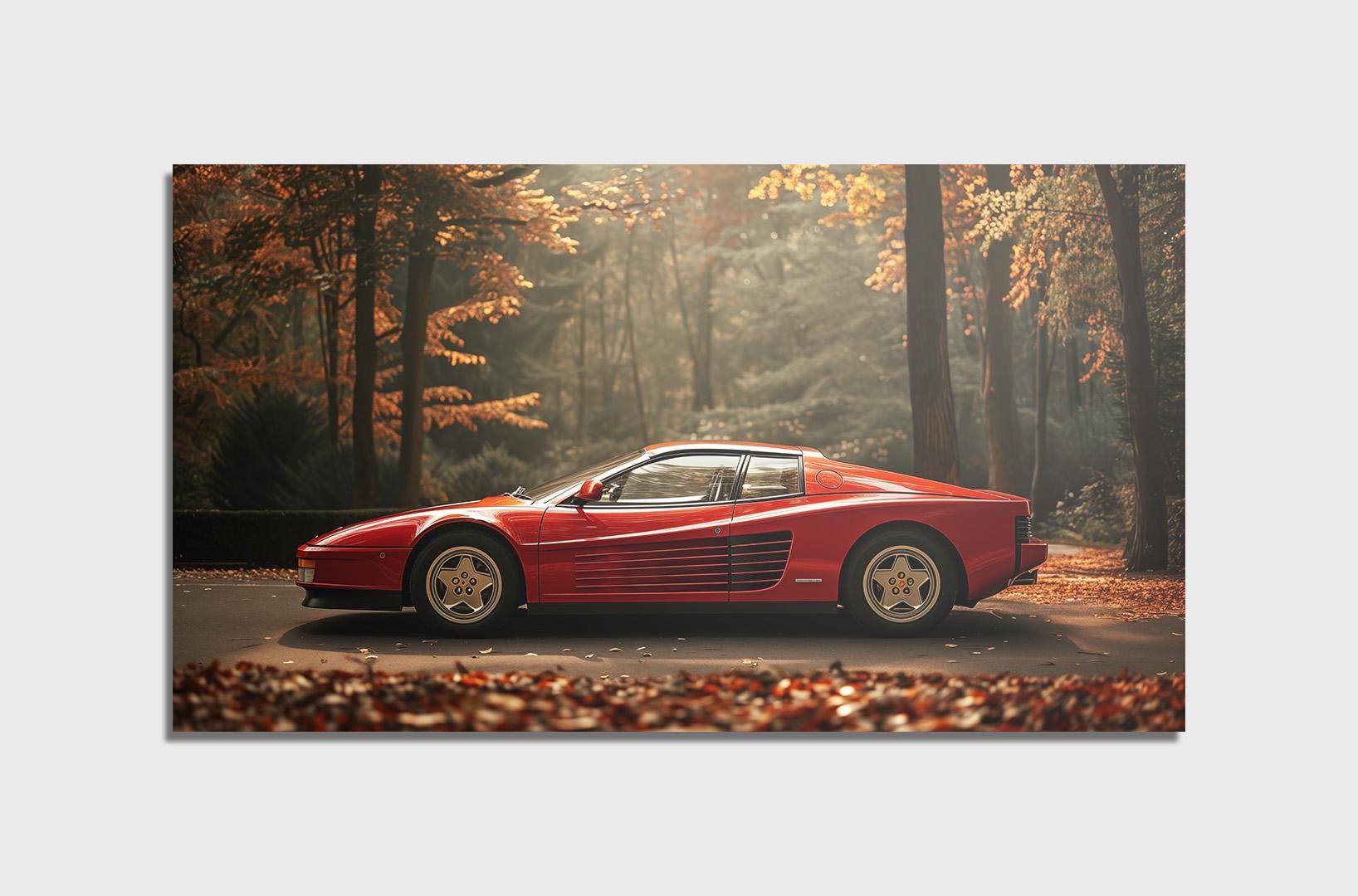 Autumnal Ferrari Testarossa Art Print - 203x114 Cm Classic Italian ...