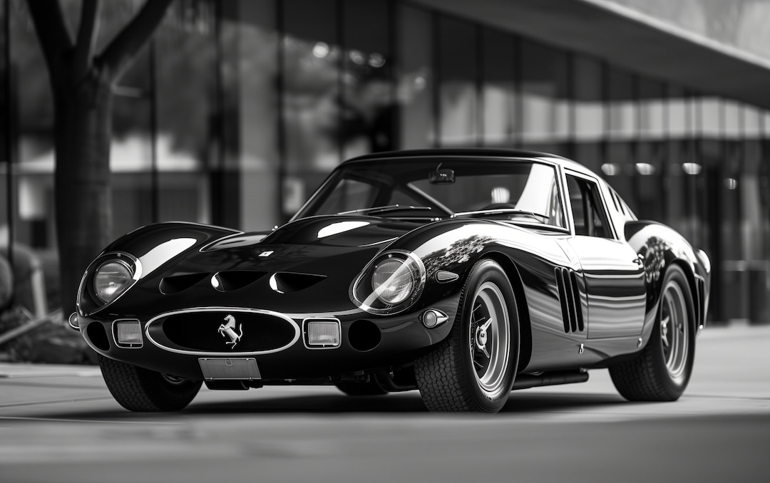 Vintage Ferrari 250 GTO Art Print: Monochrome Sports Car Photo (digital ...