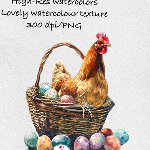 Easter Eggs Basket Watercolor Clipart, Easter Clipart, Set of Digital ...