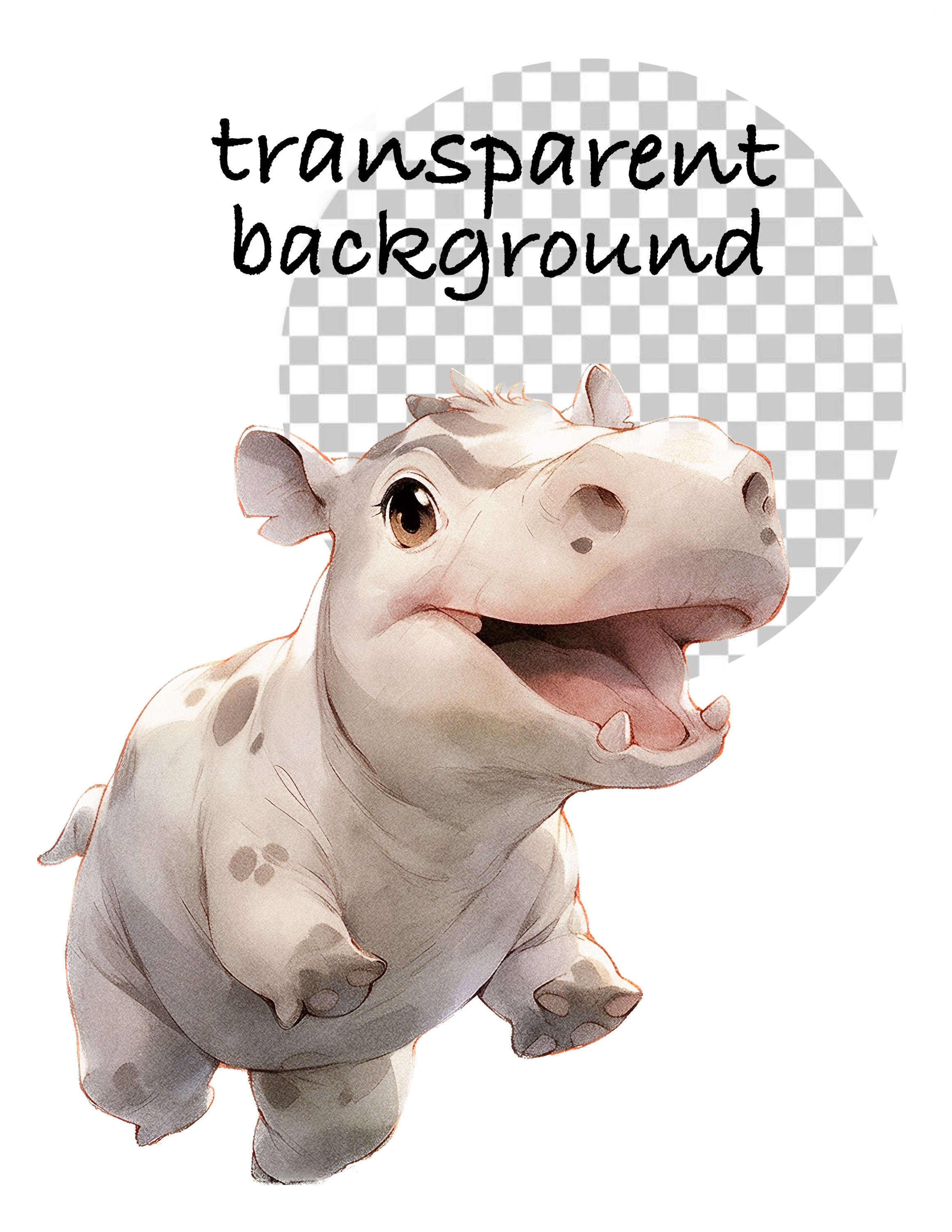 Hippos Watercolor Clipart, Safari Animals Clipart, Set of Digital PNG ...