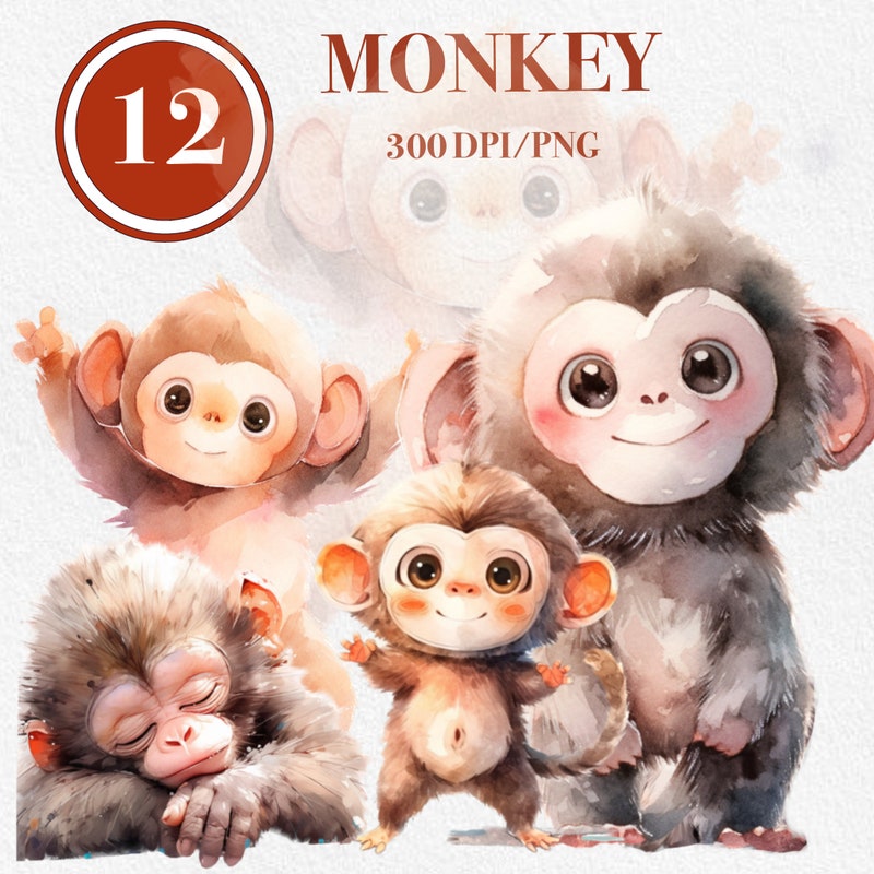 Monkey Clipart - Etsy