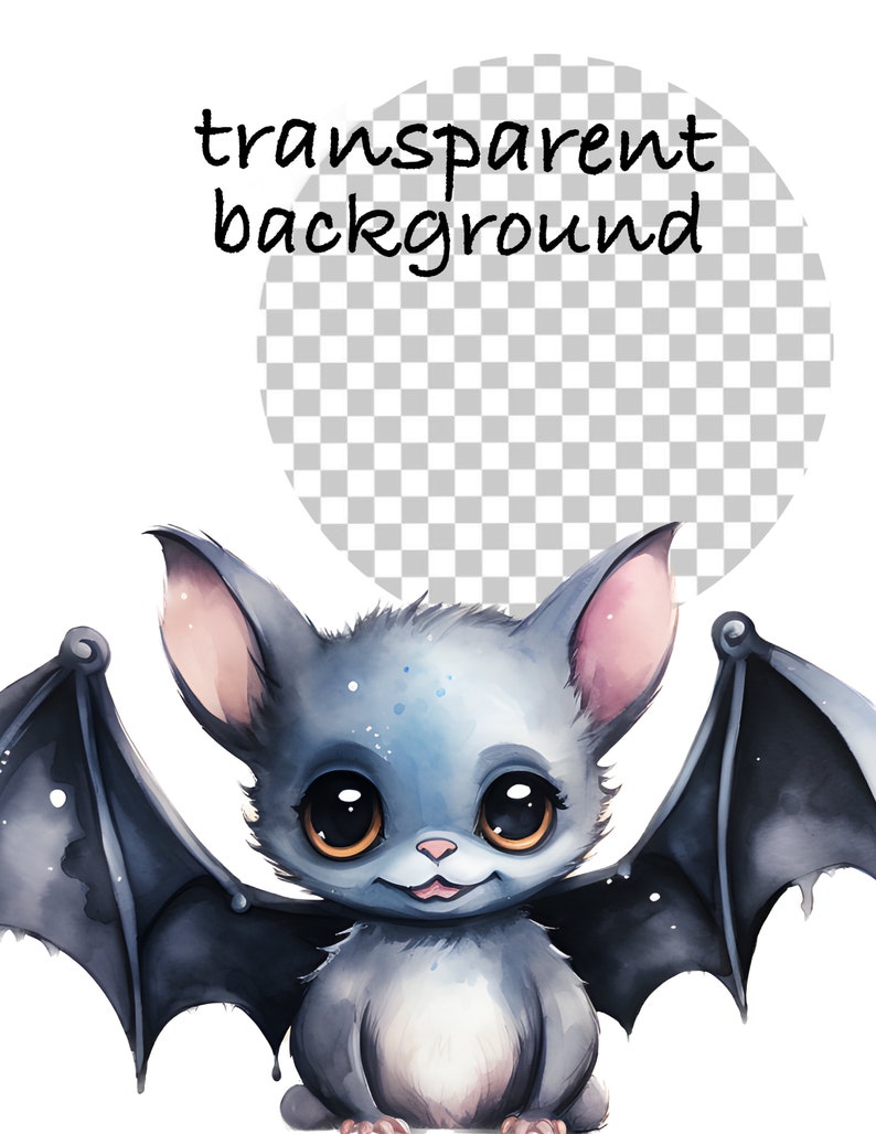 Halloween Bats Watercolor Clipart, Bats Clipart, Set of Digital PNG ...