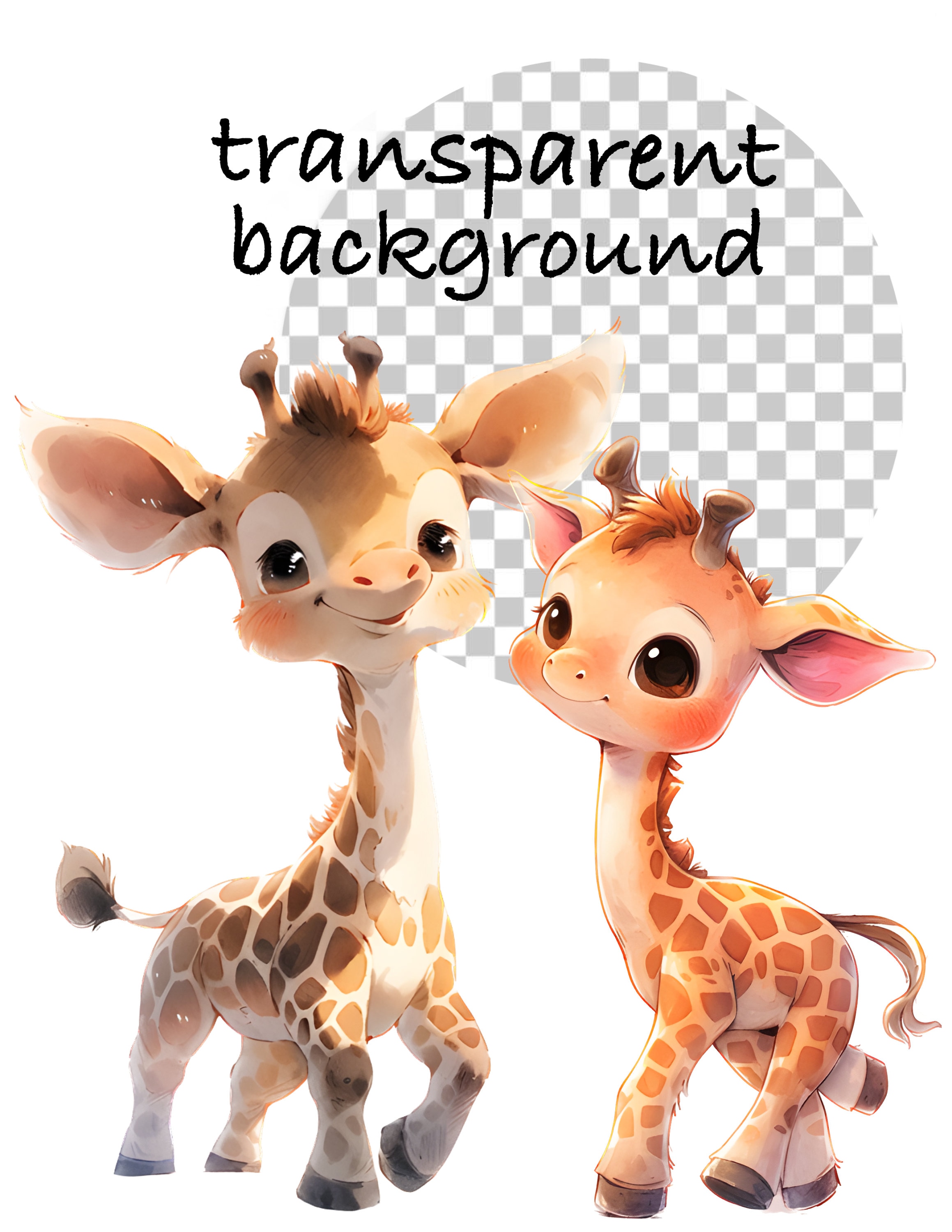 Giraffe Watercolor Clipart, Safari Animals Clipart, Set of Digital PNG ...