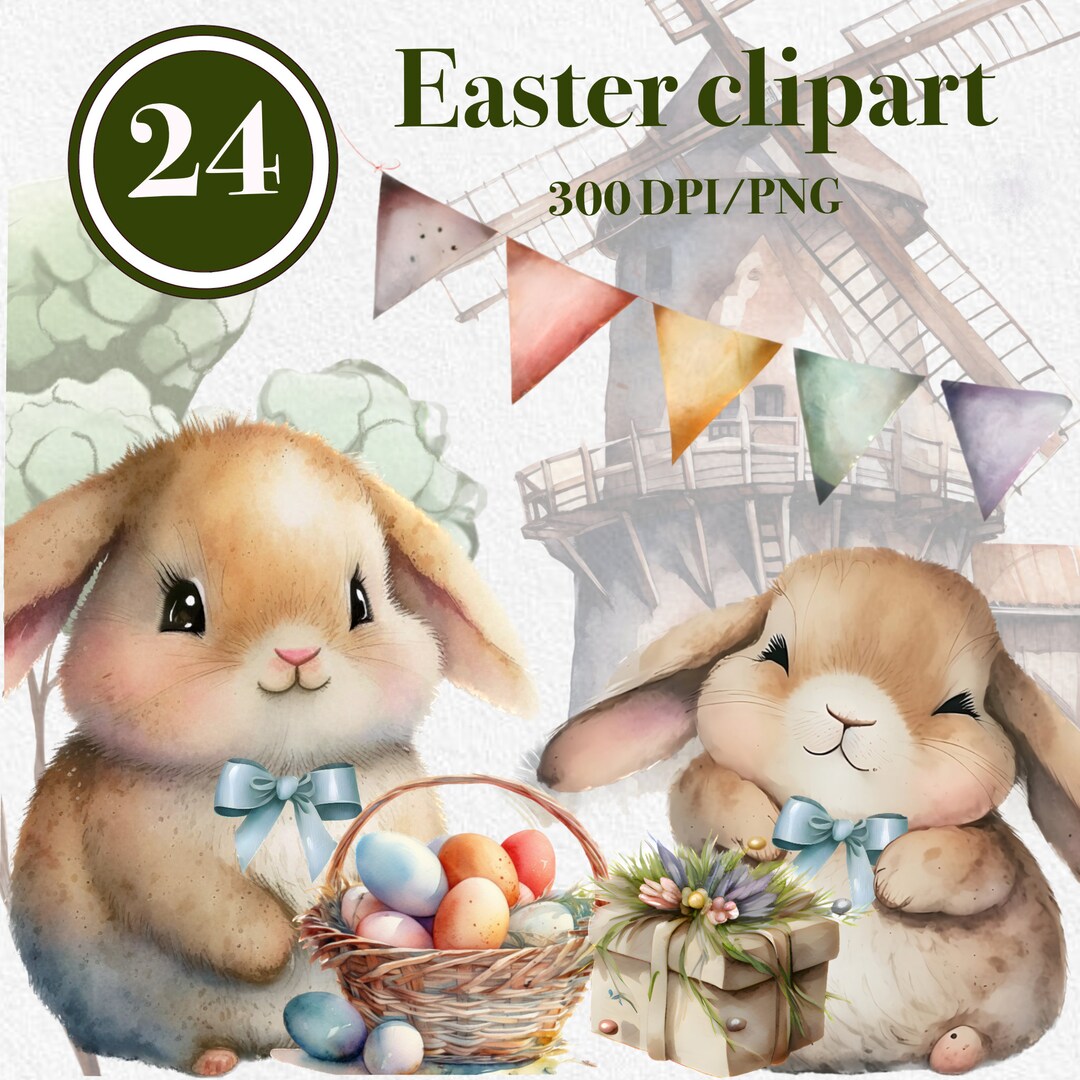 Set of Digital Easter Watercolor Clipart. Watercolor Animals. Easter ...