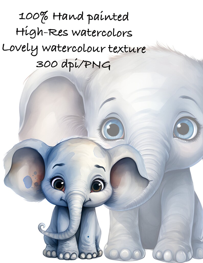 Elephant Watercolor Clipart, Safari Animals Clipart, Set of Digital PNG ...