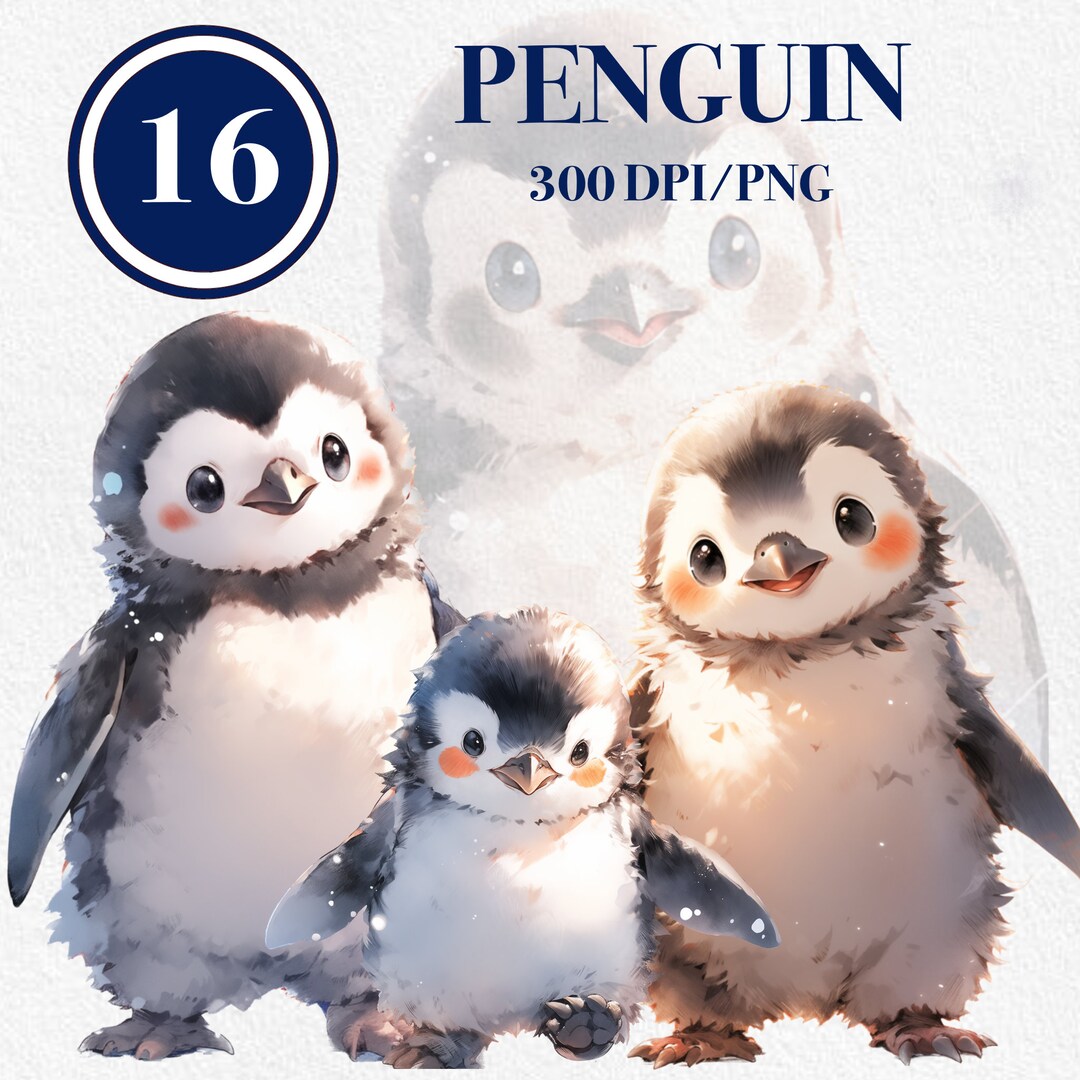 Penguins Watercolor Clipart, Arctic Animals Clipart, Set of Digital PNG ...