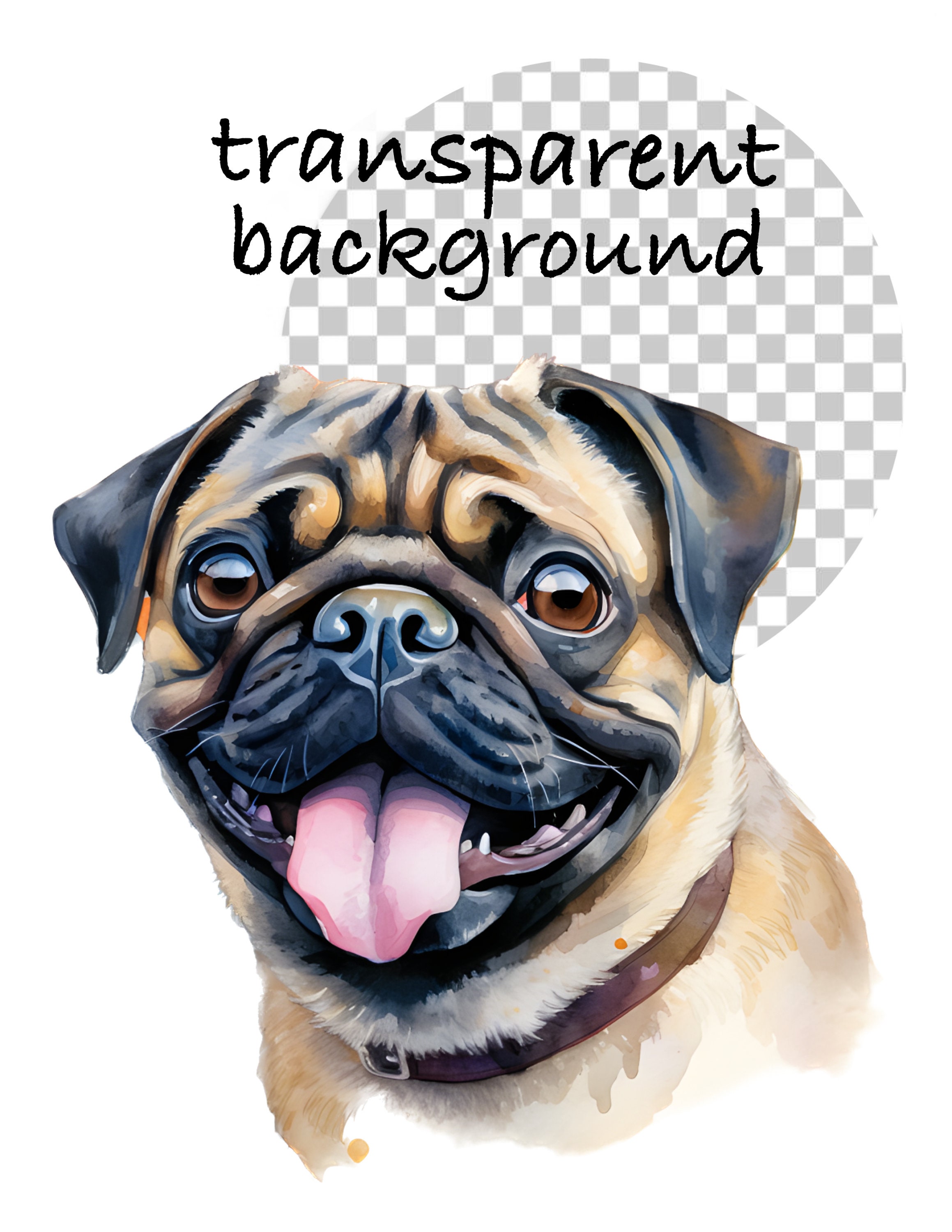 Pug Watercolor Clipart Pug-dog Clipart Set of Digital PNG - Etsy