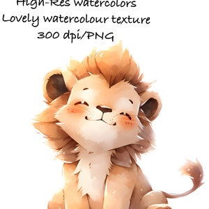 Lions Watercolor Clipart, Safari Animals Clipart, Set of Digital PNG ...