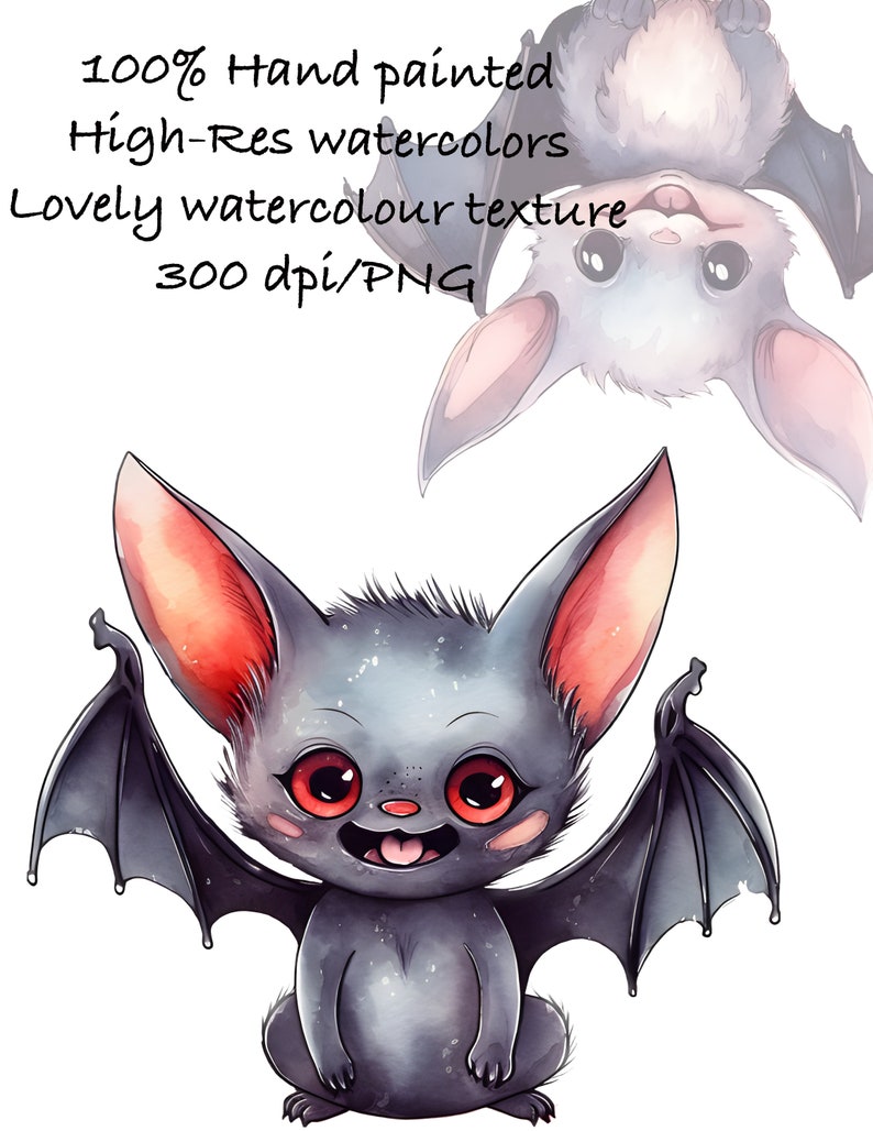 Halloween Bats Watercolor Clipart, Bats Clipart, Set of Digital PNG ...