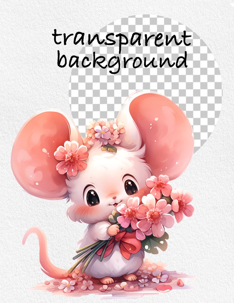 Valentines Day Mice Watercolor Clipart, Valentine's Day Clipart, Set of ...