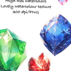 Gemstones Watercolor Clipart, Crystals & Gems Clipart, Set of Digital ...
