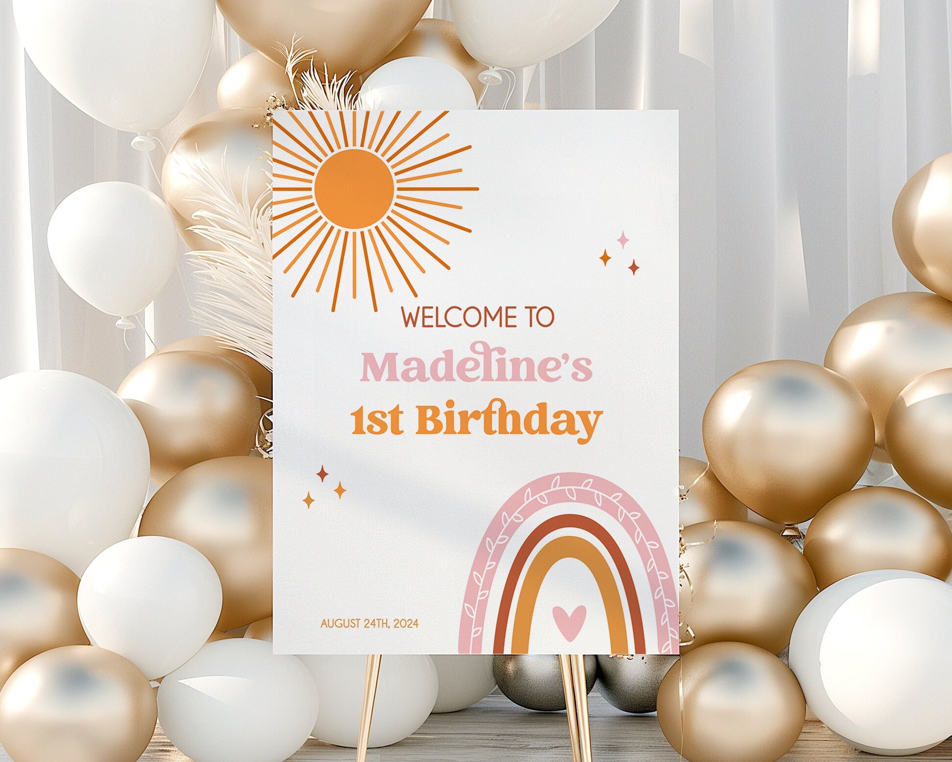 Sun Birthday Welcome Sign, Sunshine Party Poster, First Trip Around the ...