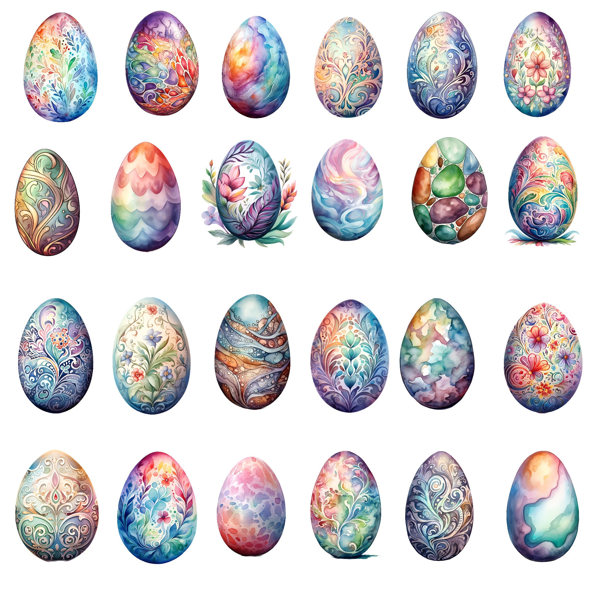 Easter Eggs Watercolor Clipart, Easter Clipart, Set of Digital PNG ...