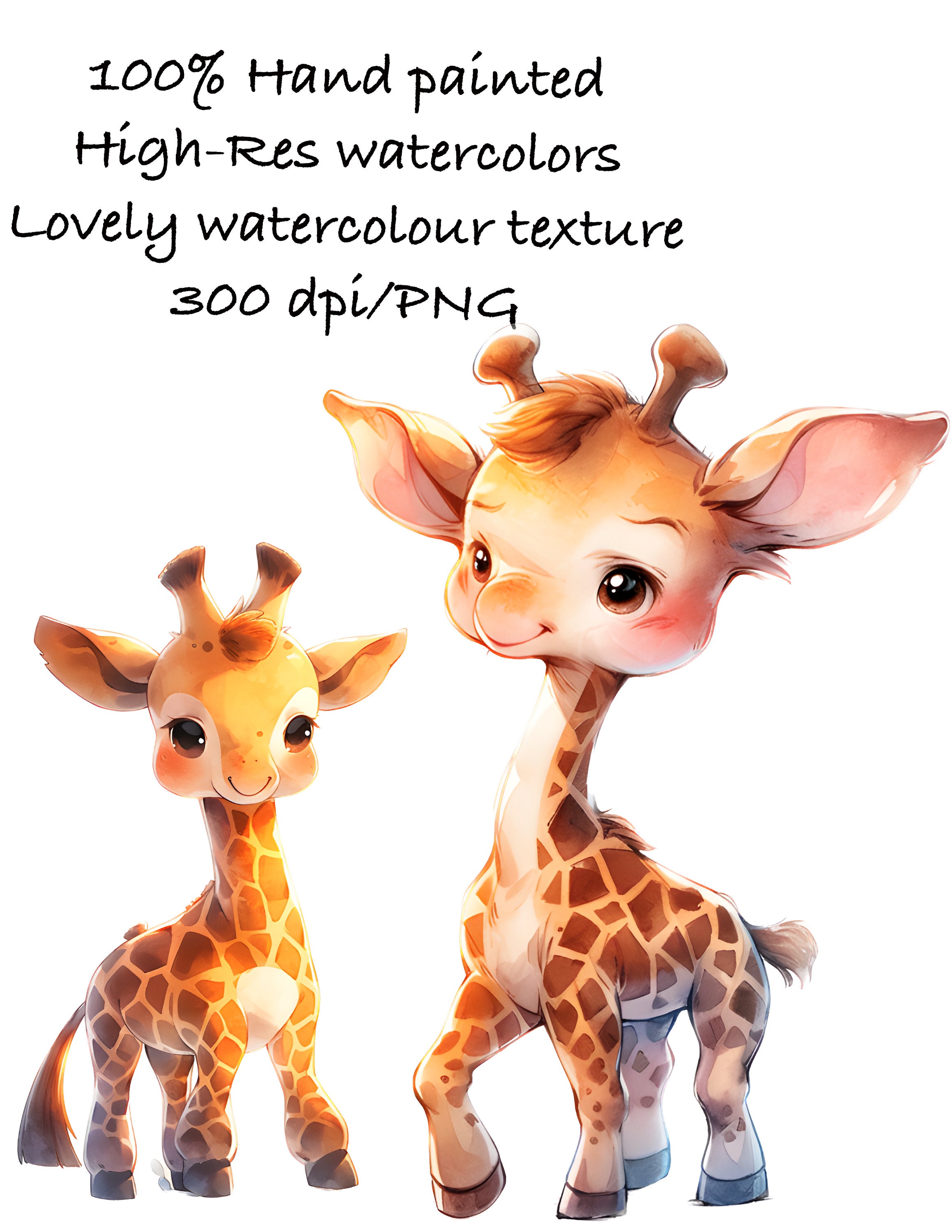 Giraffe Watercolor Clipart, Safari Animals Clipart, Set of Digital PNG ...
