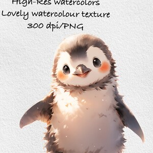 Penguins Watercolor Clipart, Arctic Animals Clipart, Set of Digital PNG ...