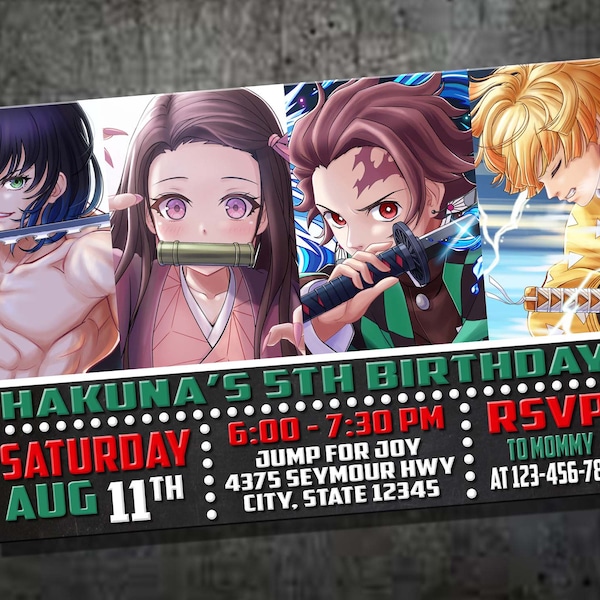 Printable Demon Slayer Birthday Invitation - Etsy