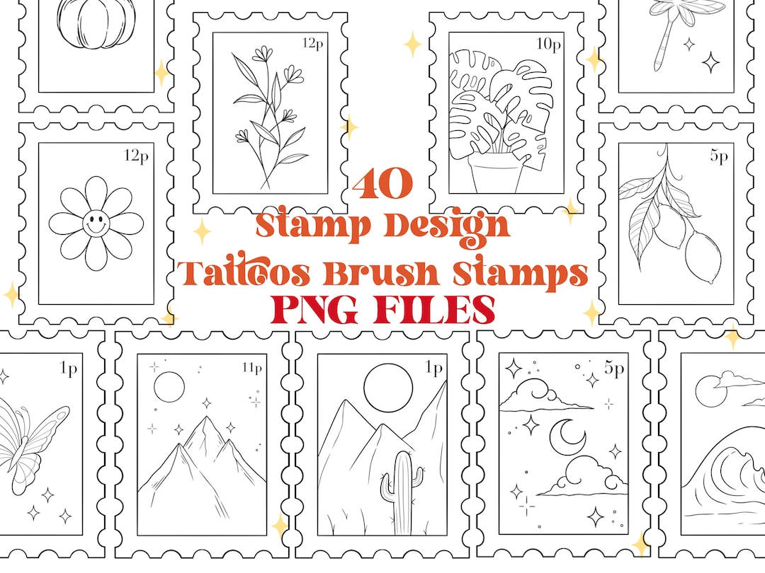 40 Stamp Designs PNG FILES Tattoos | Postage Stamp Tattoo Designs ...