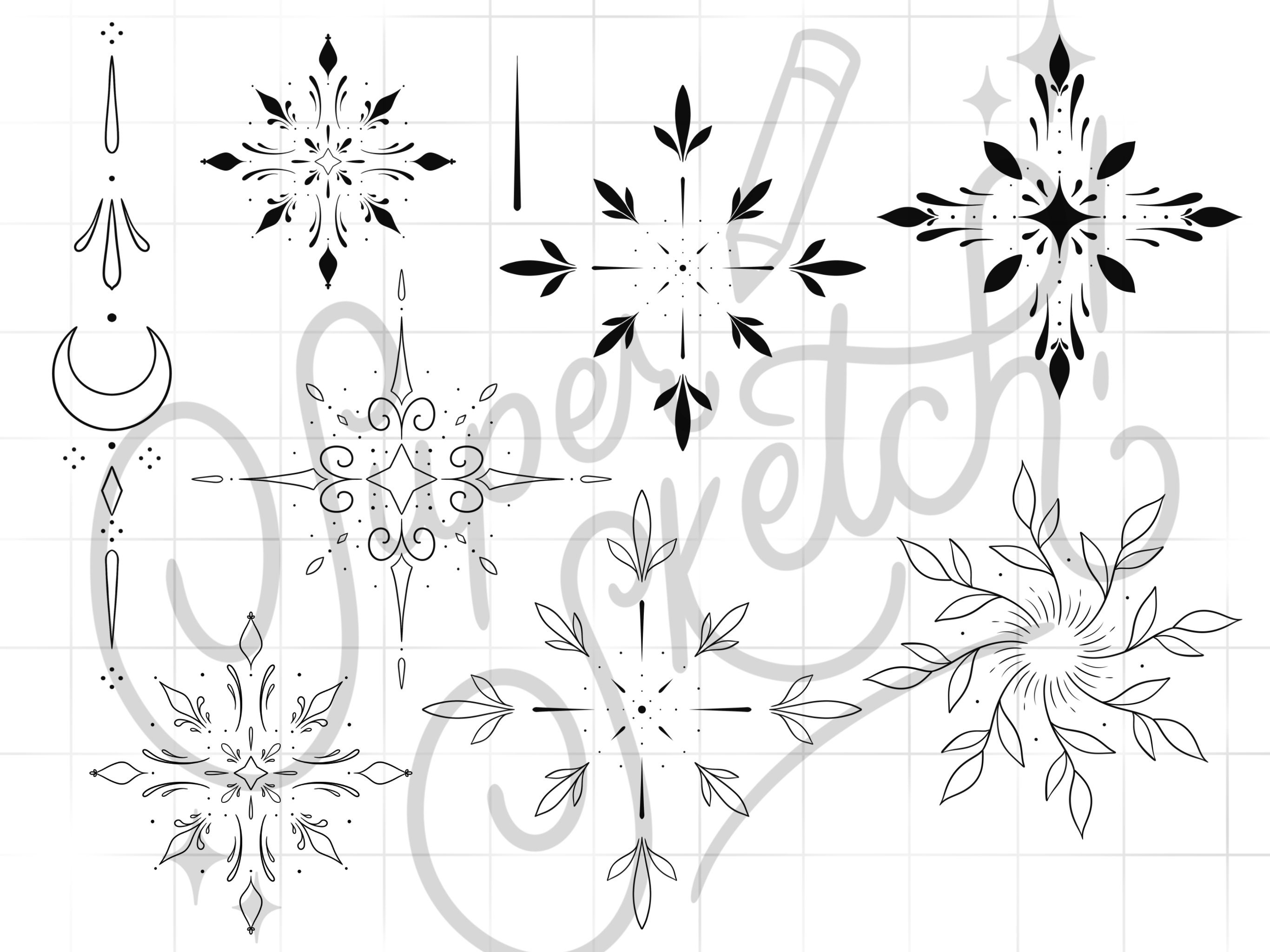 50 Decorative Tattoo Design Procreate Brush Stamps Ornamental Tattoos ...