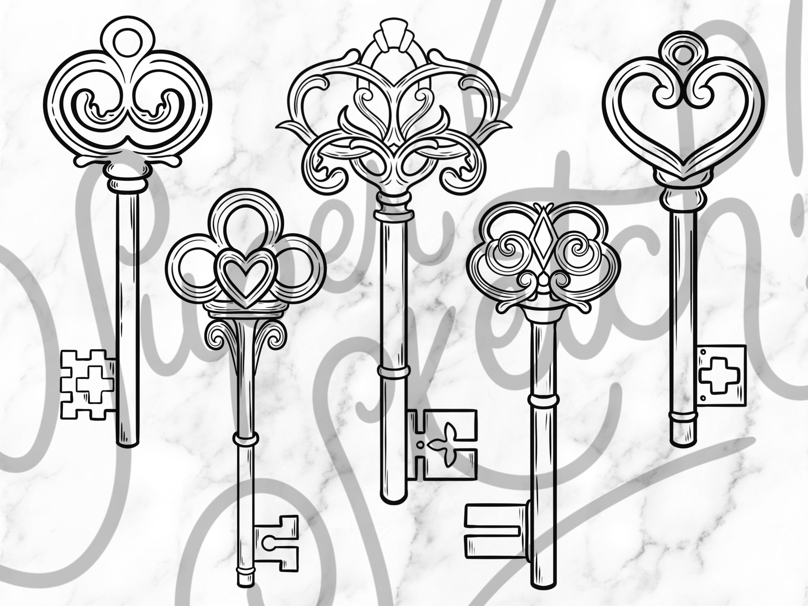 20 Antique Keys Tattoo PNG Files Antique Keys Tattoo Designs Key ...