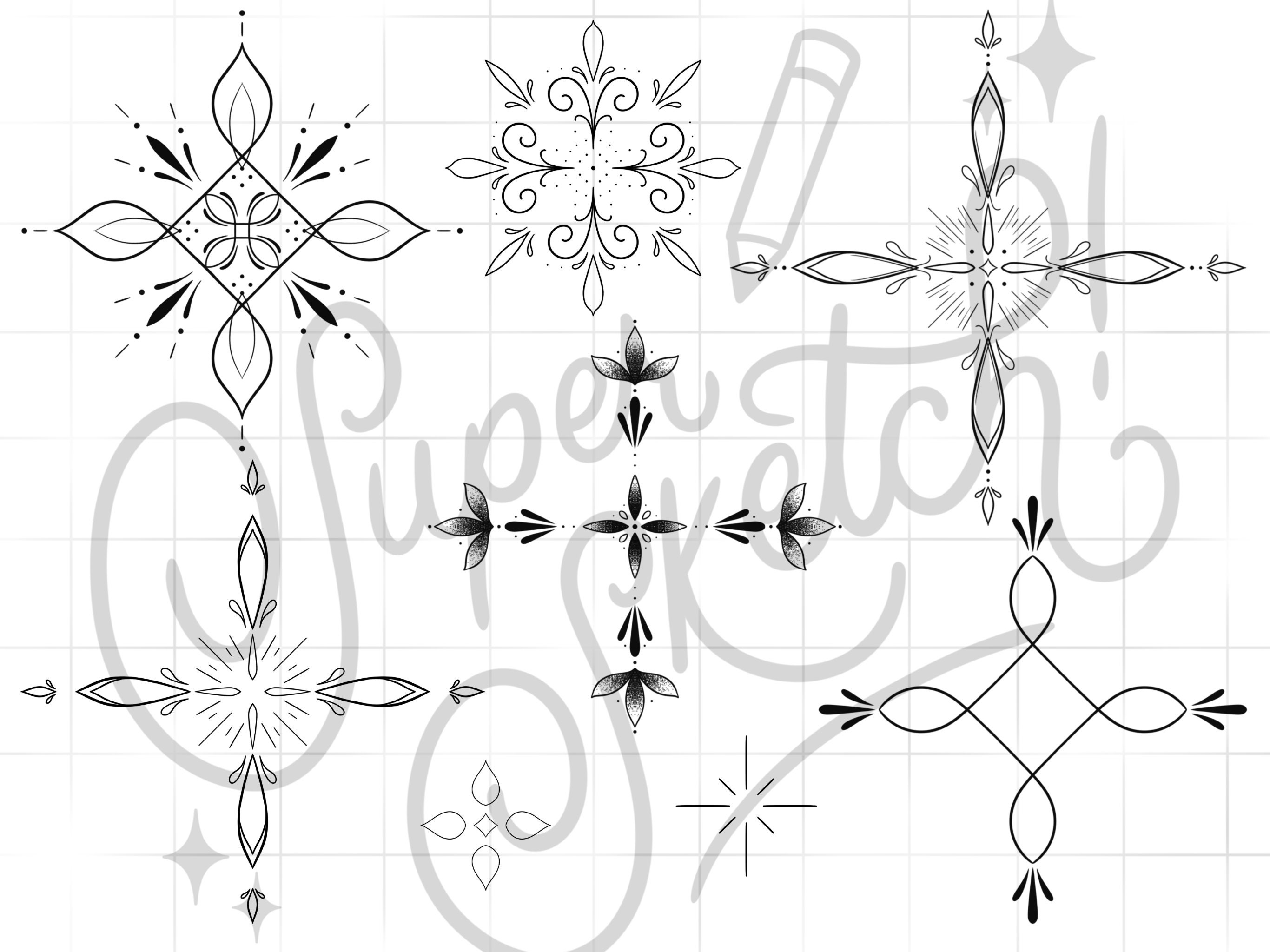 50 Decorative Tattoo Design Procreate Brush Stamps Ornamental Tattoos ...