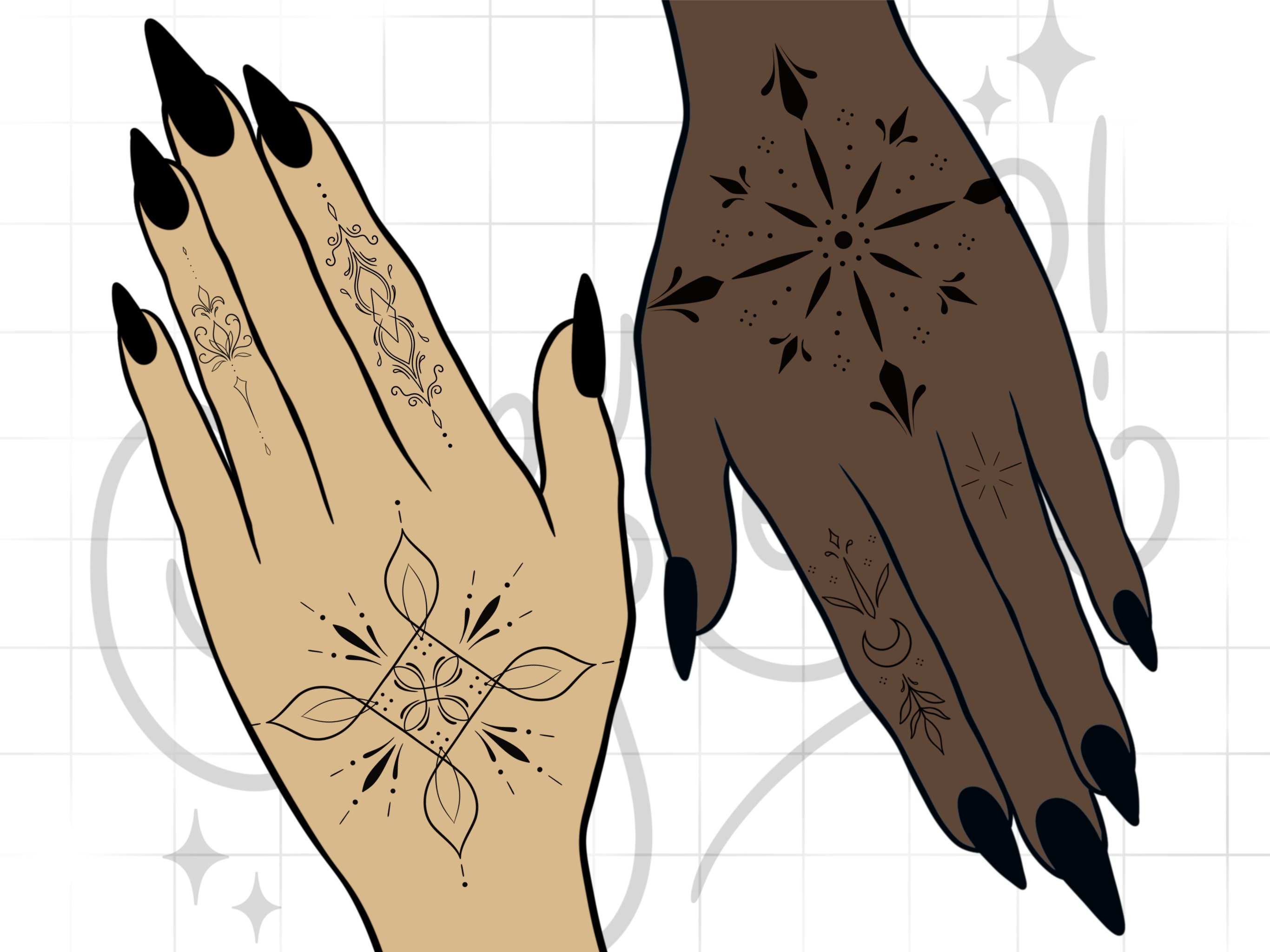 50 Decorative Tattoo Design Procreate Brush Stamps Ornamental Tattoos ...