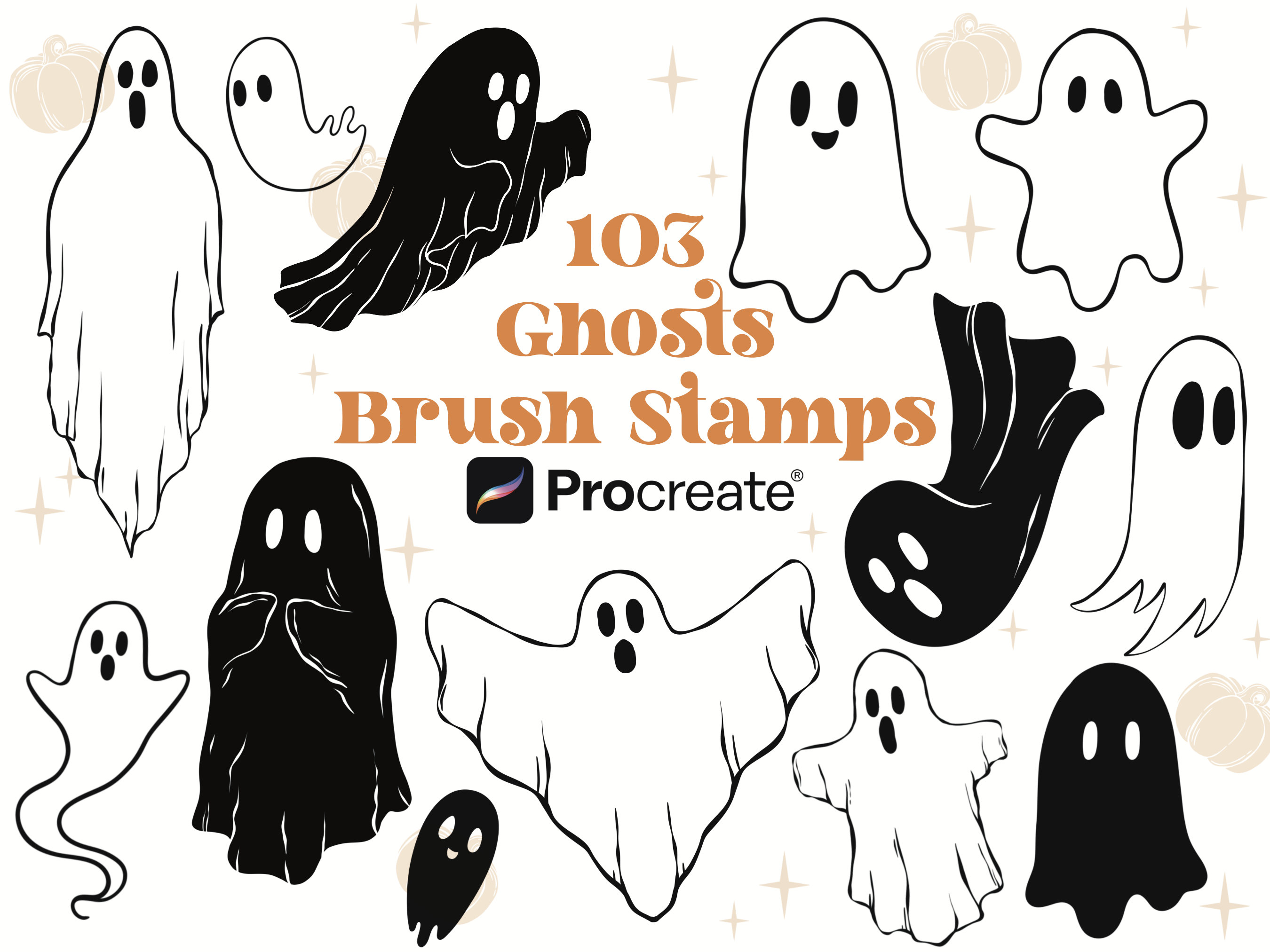 103 Ghost Procreate Brushes Halloween Procreate Stamps Spooky Brush Set ...