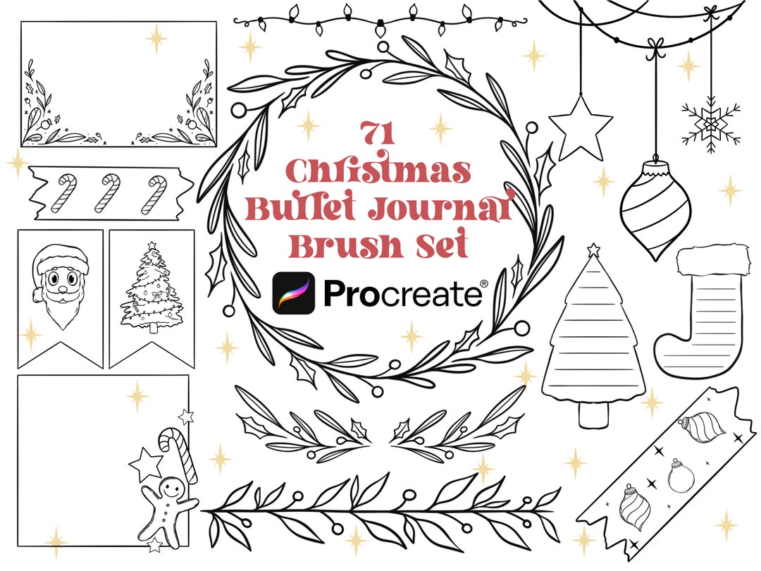 71 Christmas Procreate Brushes | Digital Bullet Journal | Digi Dot ...