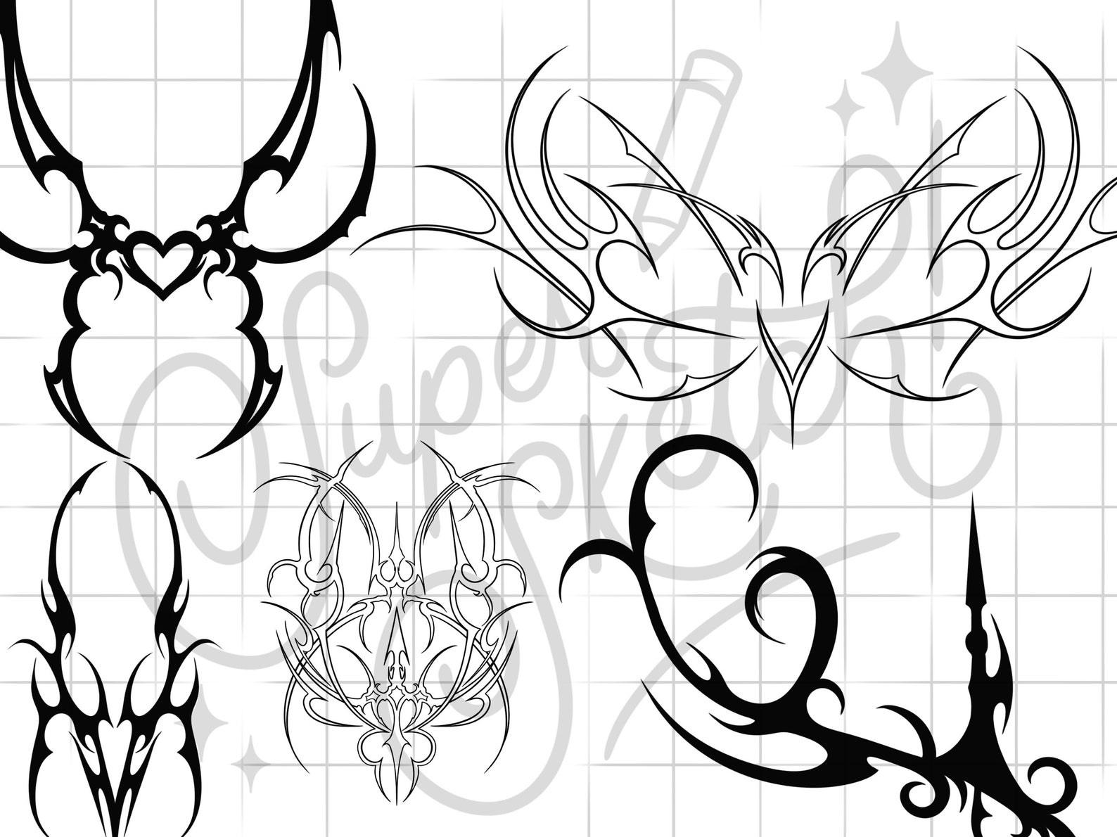 55 Cybersigilism / Neo Tribal PNG FILES Tattoo Designs Cyber Sigilism Tattoo Designs Tribal ...