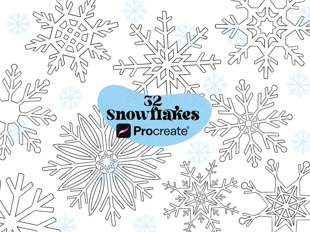 32 Snowflakes Procreate Brushes | Snowflakes Procreate | Christmas ...