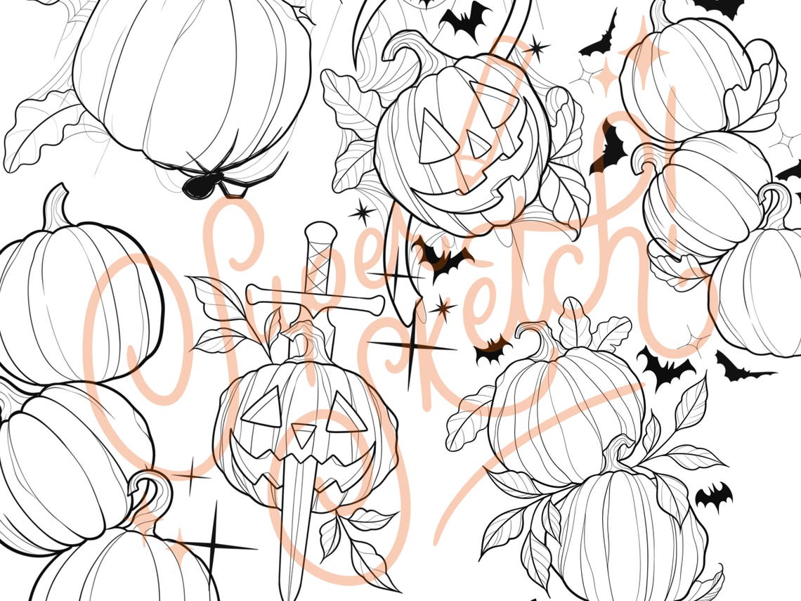 25 Pumpkin Tattoo Designs Procreate Brush Stamps | Halloween Tattoo ...