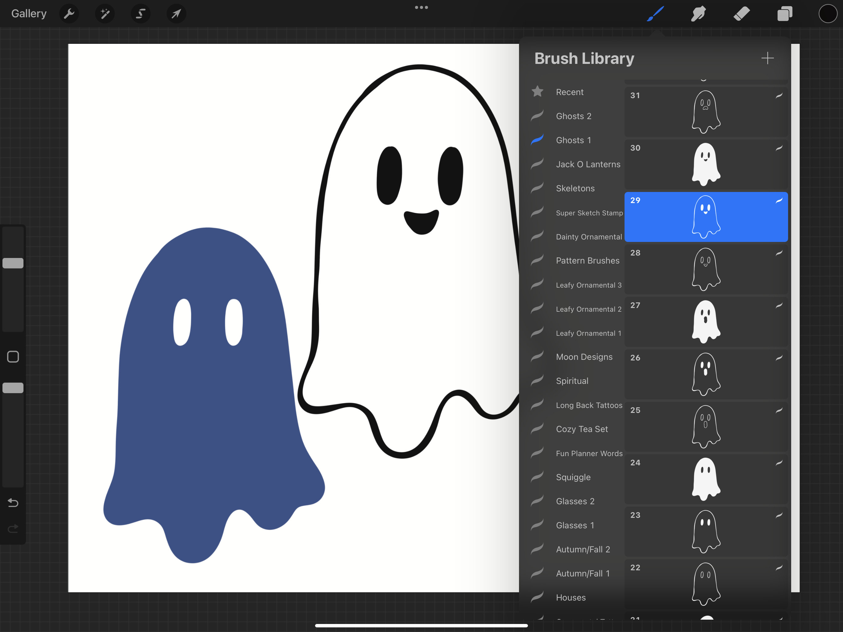 103 Ghost Procreate Brushes Halloween Procreate Stamps Spooky Brush Set ...