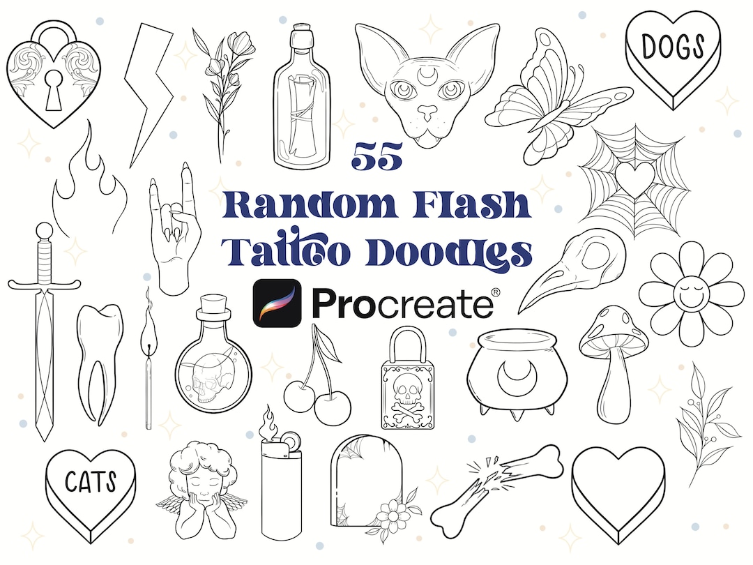 55 Random Flash Tattoo Designs Procreate | Procreate Brush | Procreate ...