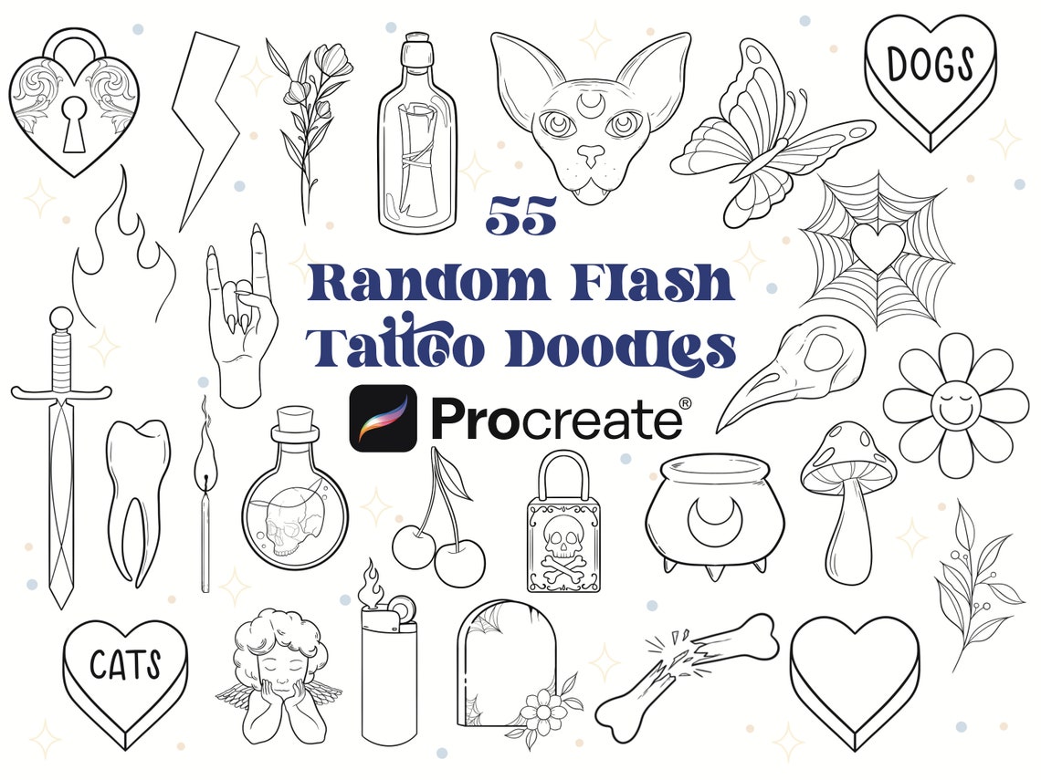 55 Random Flash Tattoo Designs Procreate | Procreate Brush | Procreate ...