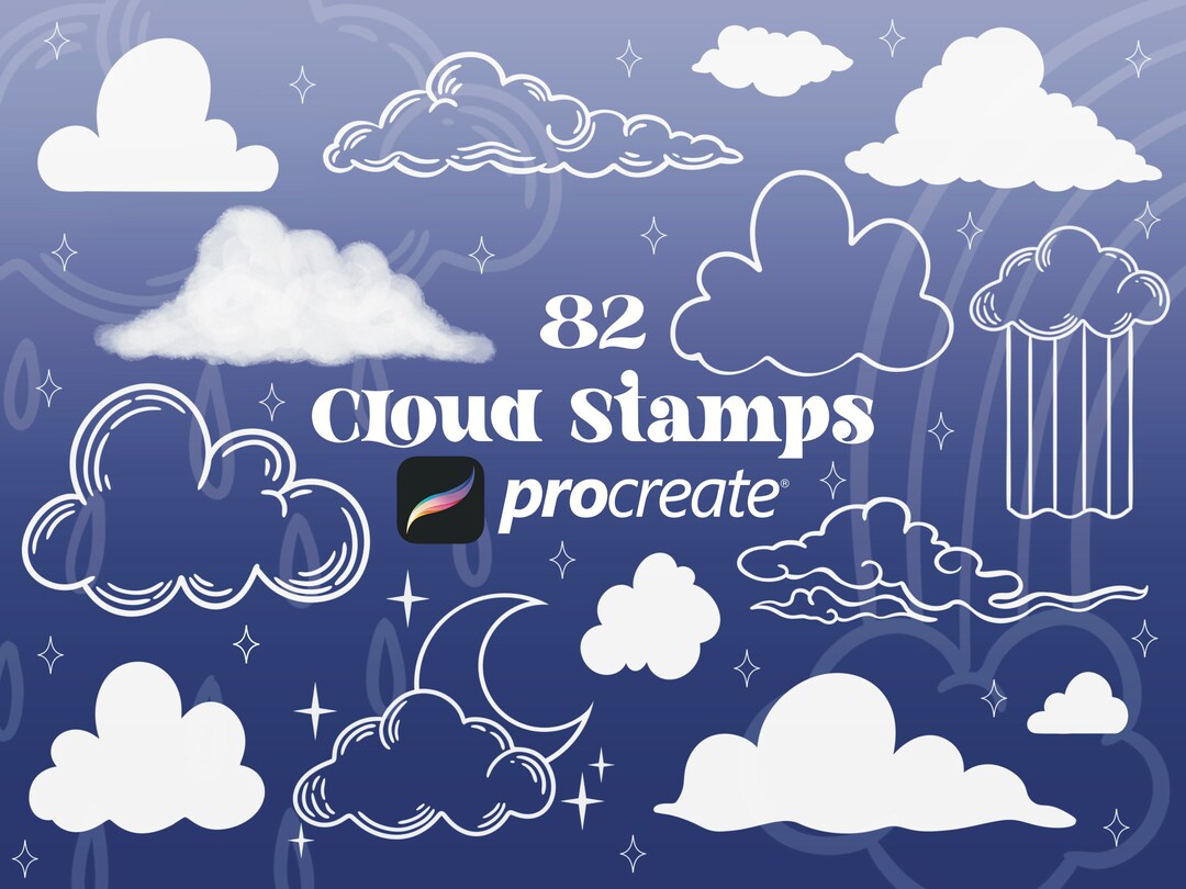 82 Cloud Procreate Stamps | Goodnotes Journaling | Procreate Brush Set ...
