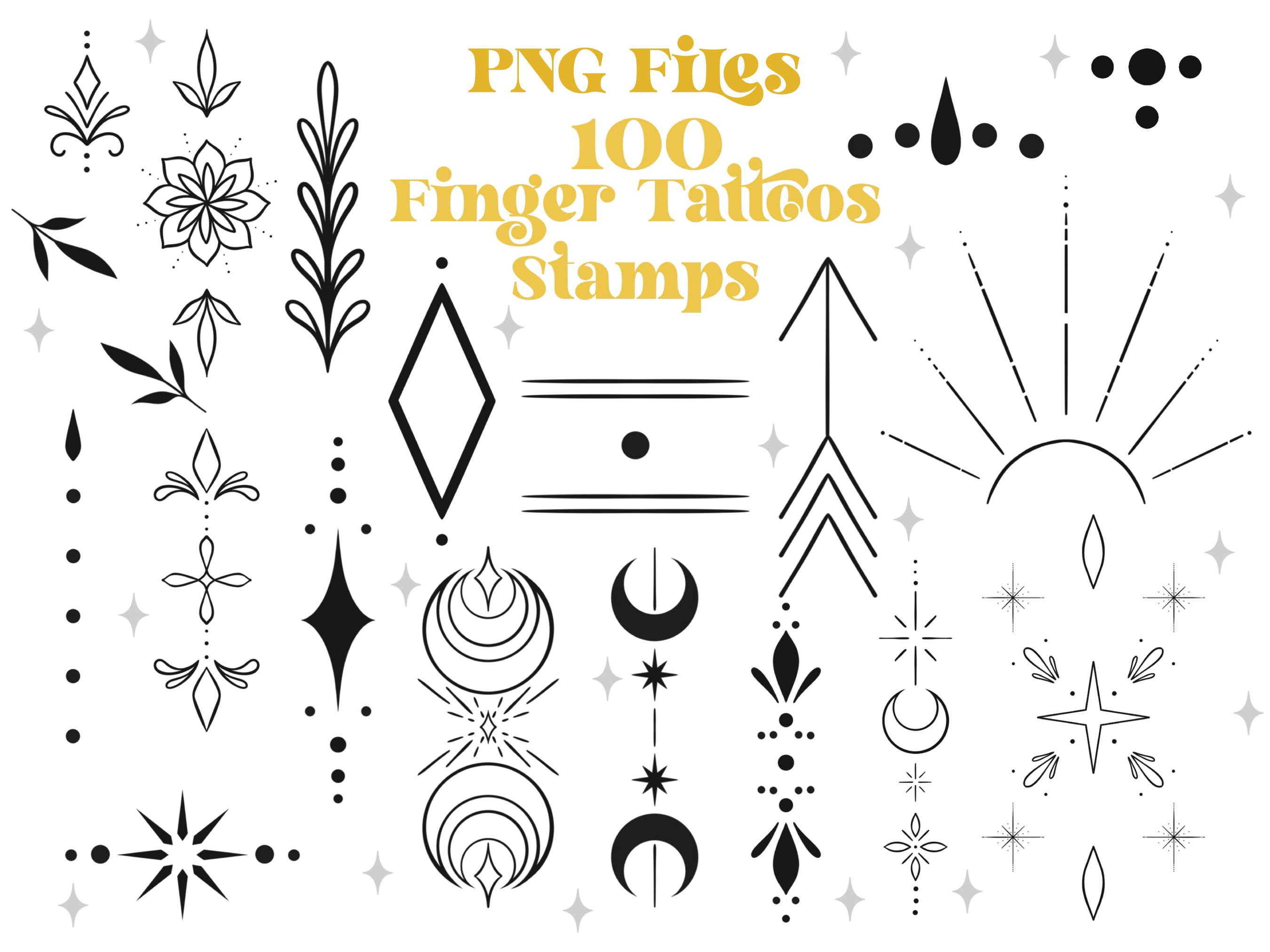 100 Finger Tattoo PNG FILES | PNG Illustration | Tattoo Flash Sheet Png ...