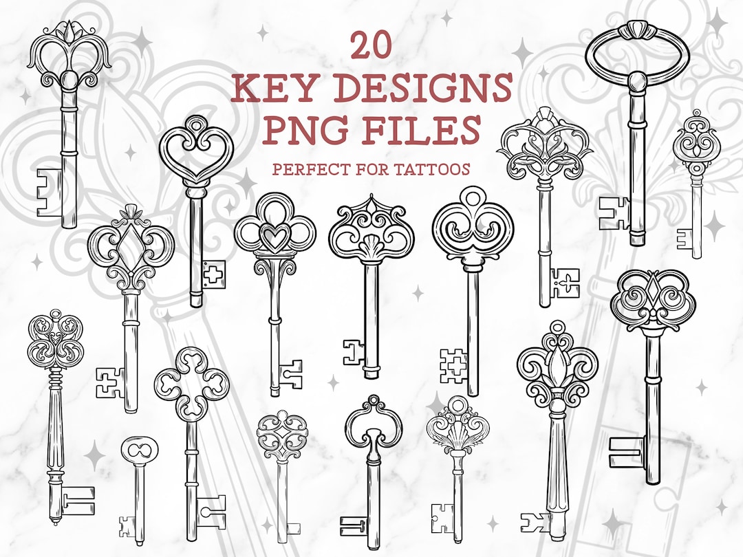 20 Antique Keys Tattoo PNG Files | Antique Keys Tattoo Designs | Key ...