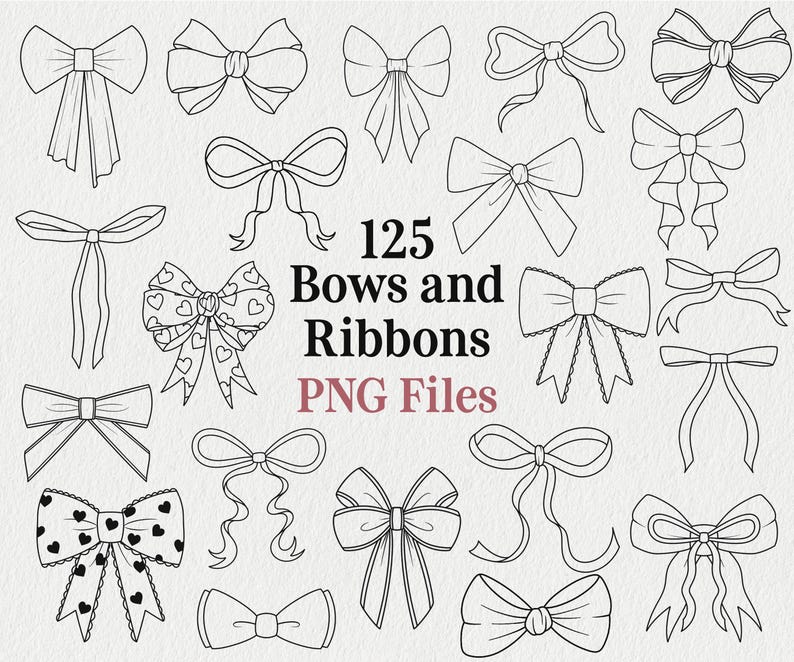 125 Bows and Ribbons PNG Files | Dainty Ribbon Tattoos | Cute ...