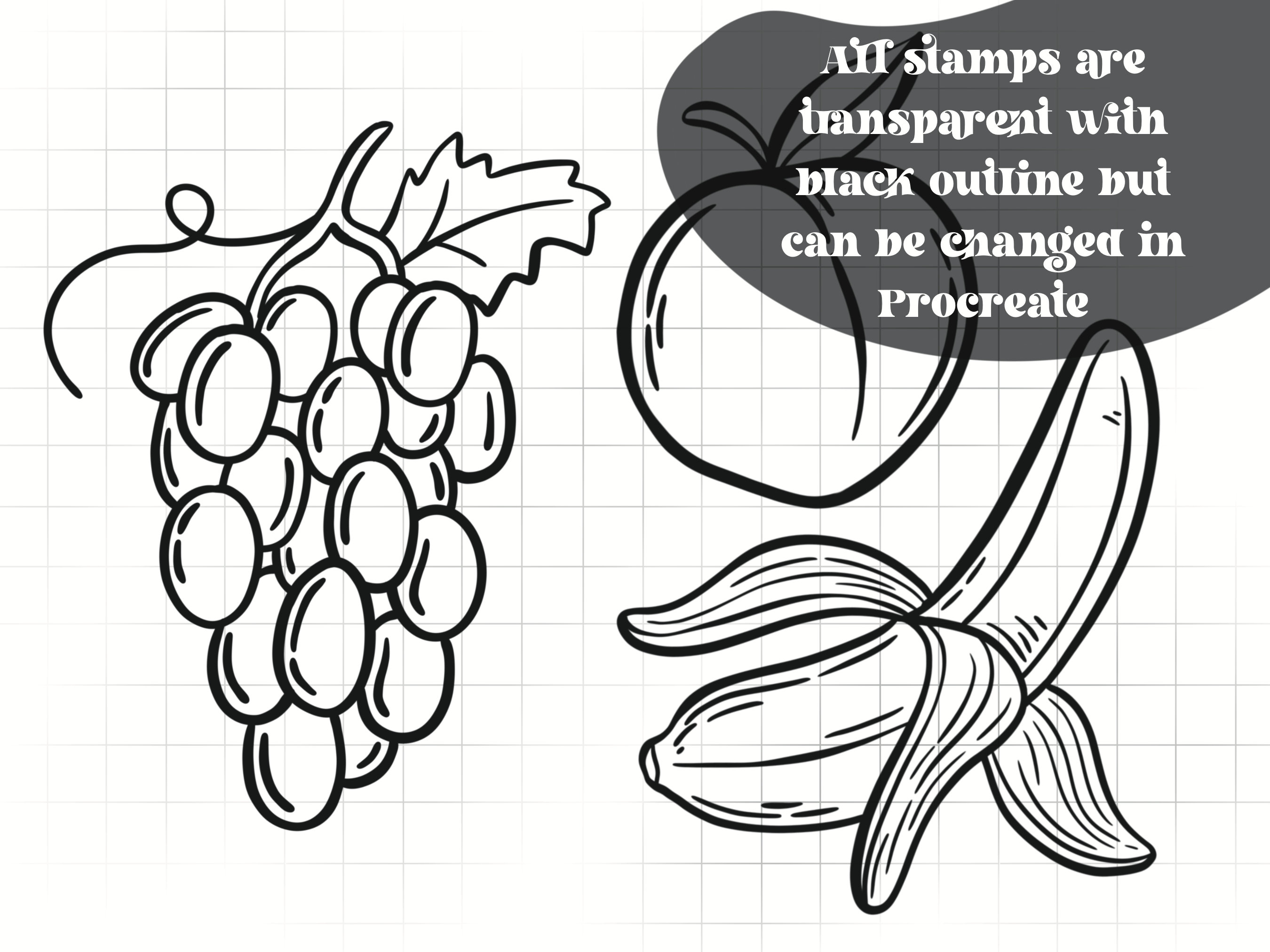 40 Fruit Procreate Stamp Brushes | Fruit Drawings | Procreate Food ...