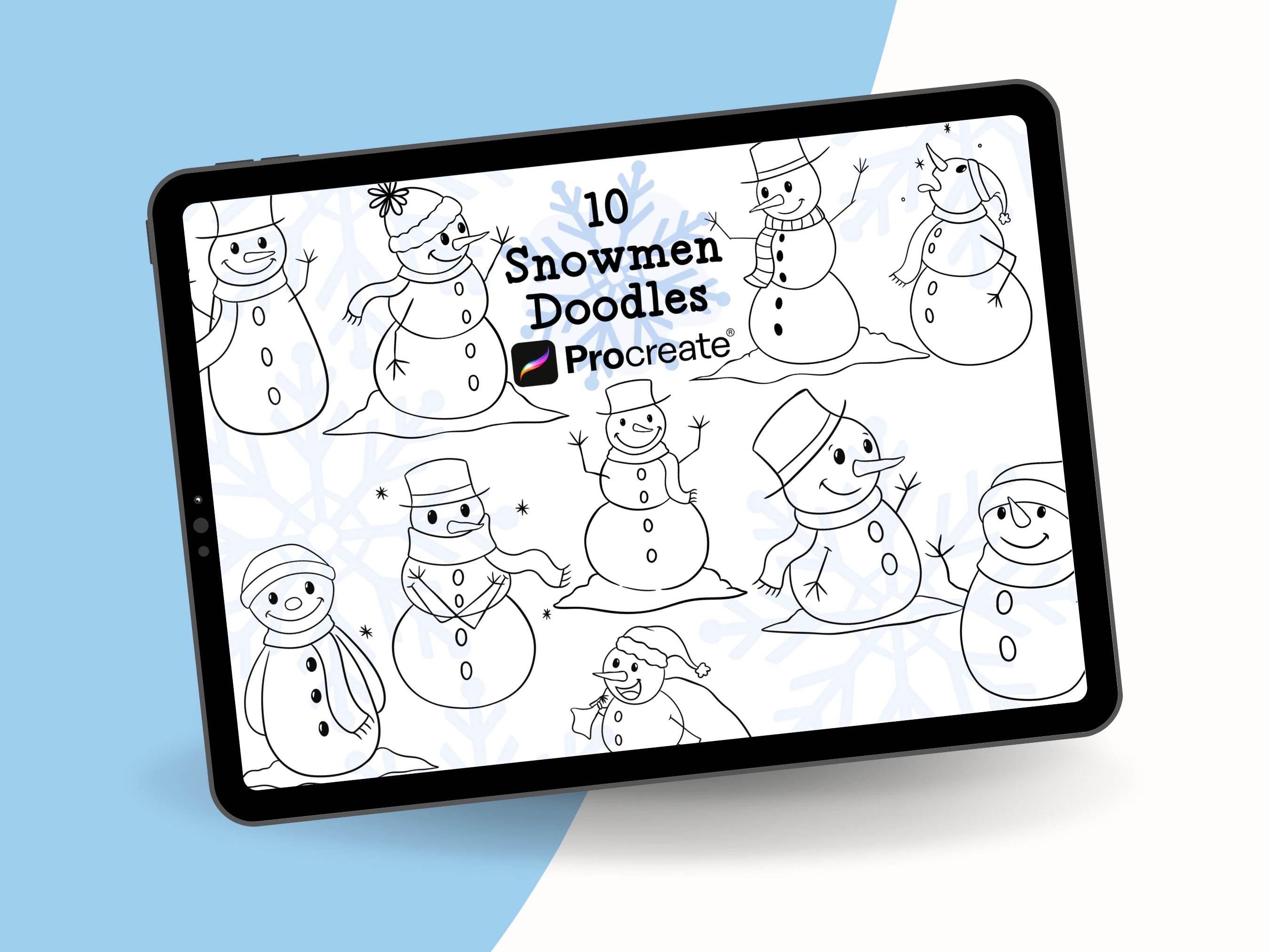 10 Snowmen Doodles Procreate Stamps | Snowman Doodles | Snowman ...