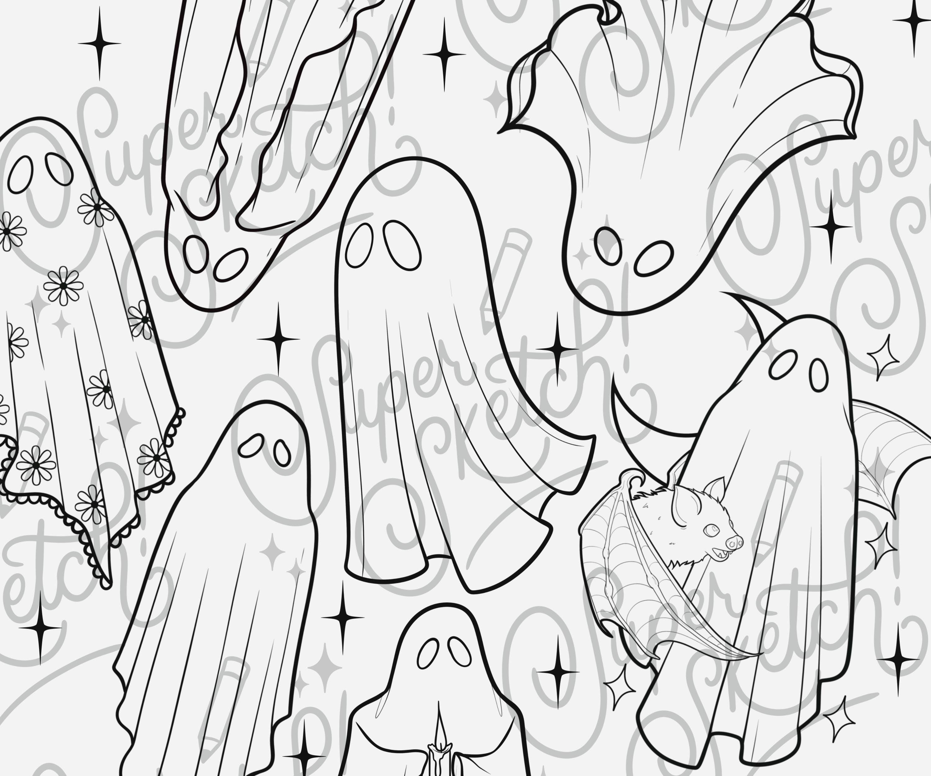 27 Sheet Ghosts Procreate Brushes | Ghost Tattoo Procreate Stamps ...