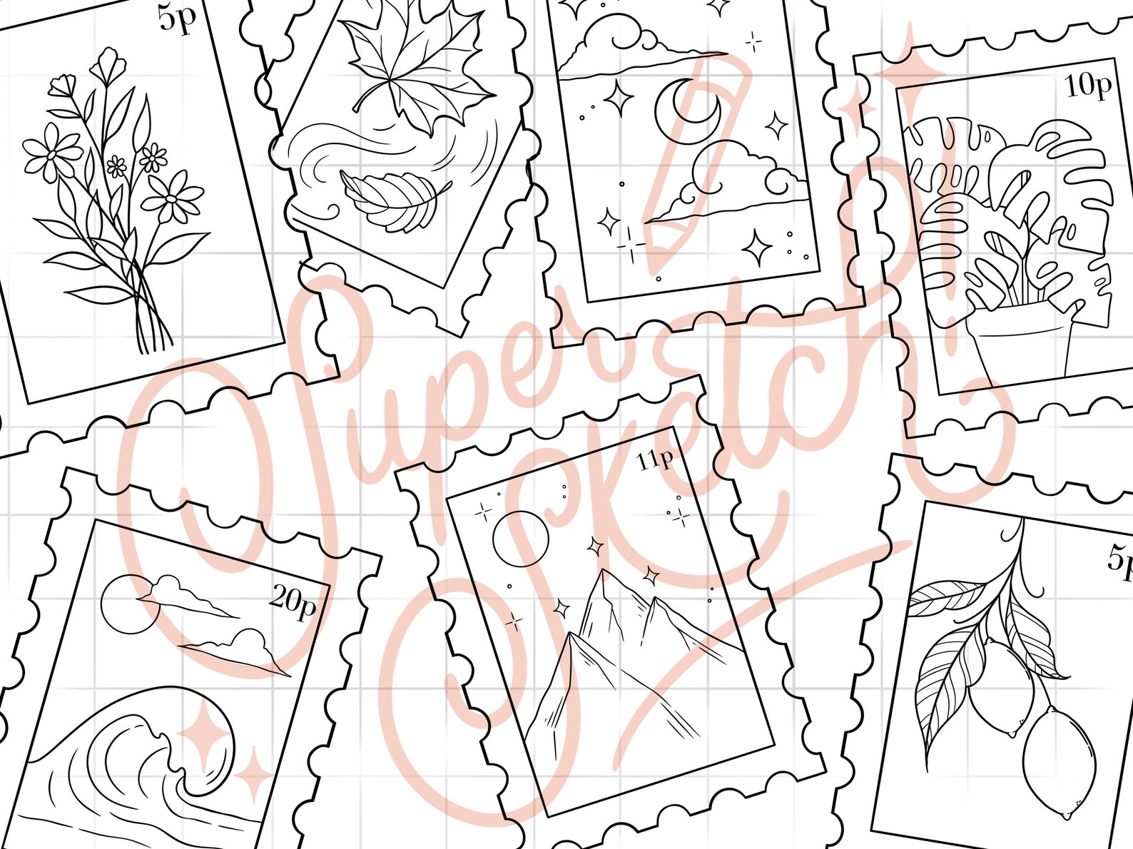 40 Stamp Designs PNG FILES Tattoos | Postage Stamp Tattoo Designs ...