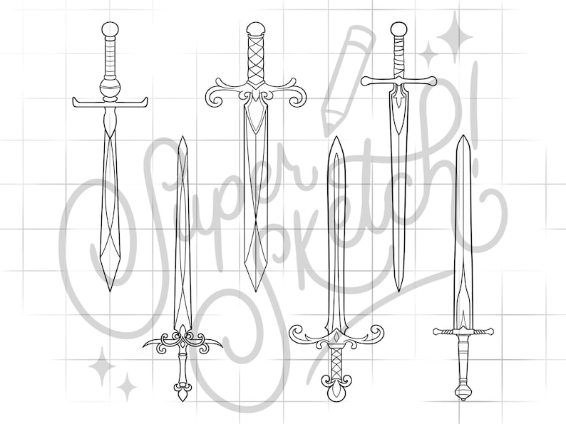 22 Sword Procreate Brushes Procreate Stamps Fantasy Tattoos Sword ...